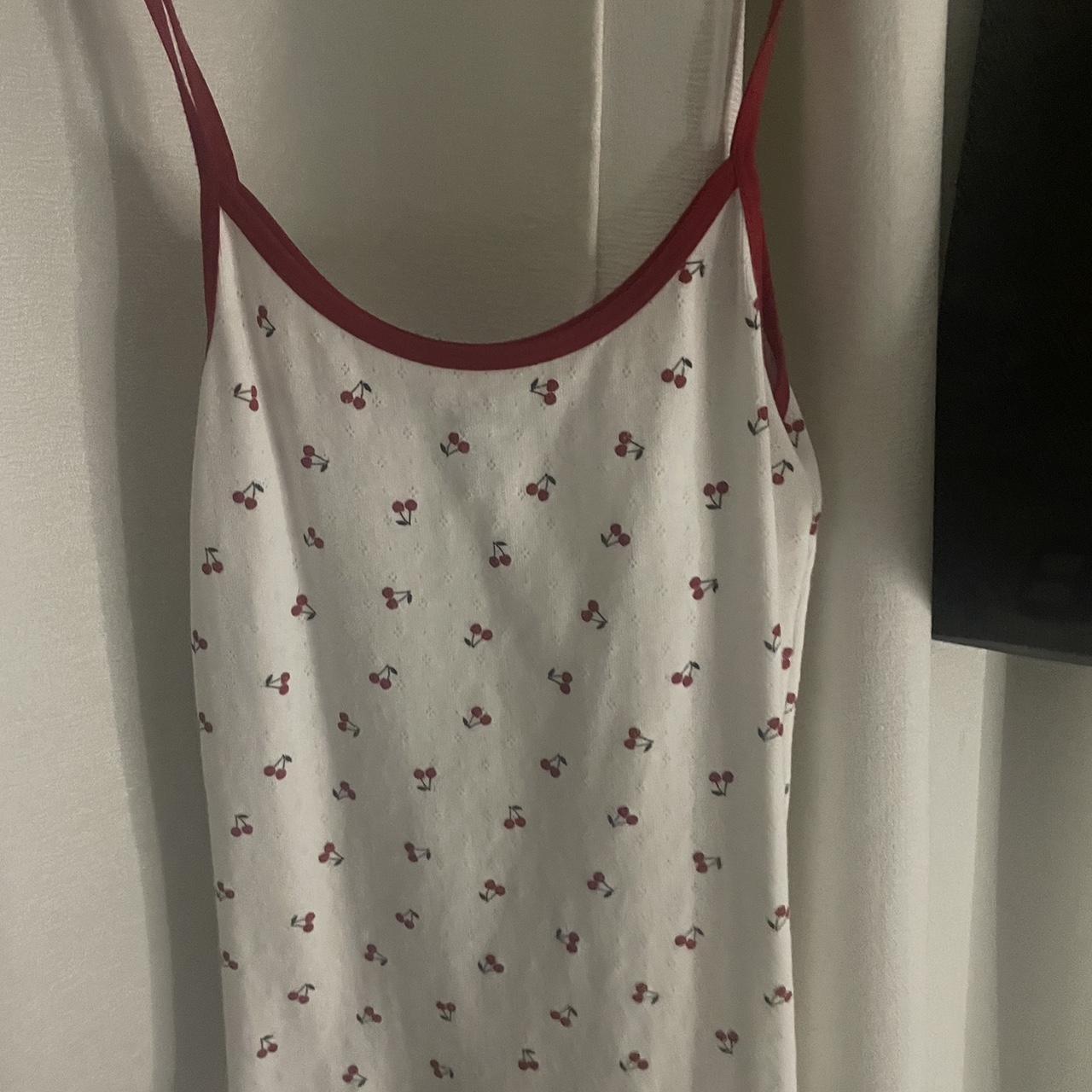 White and red cherry tank top original price $20... | Depop