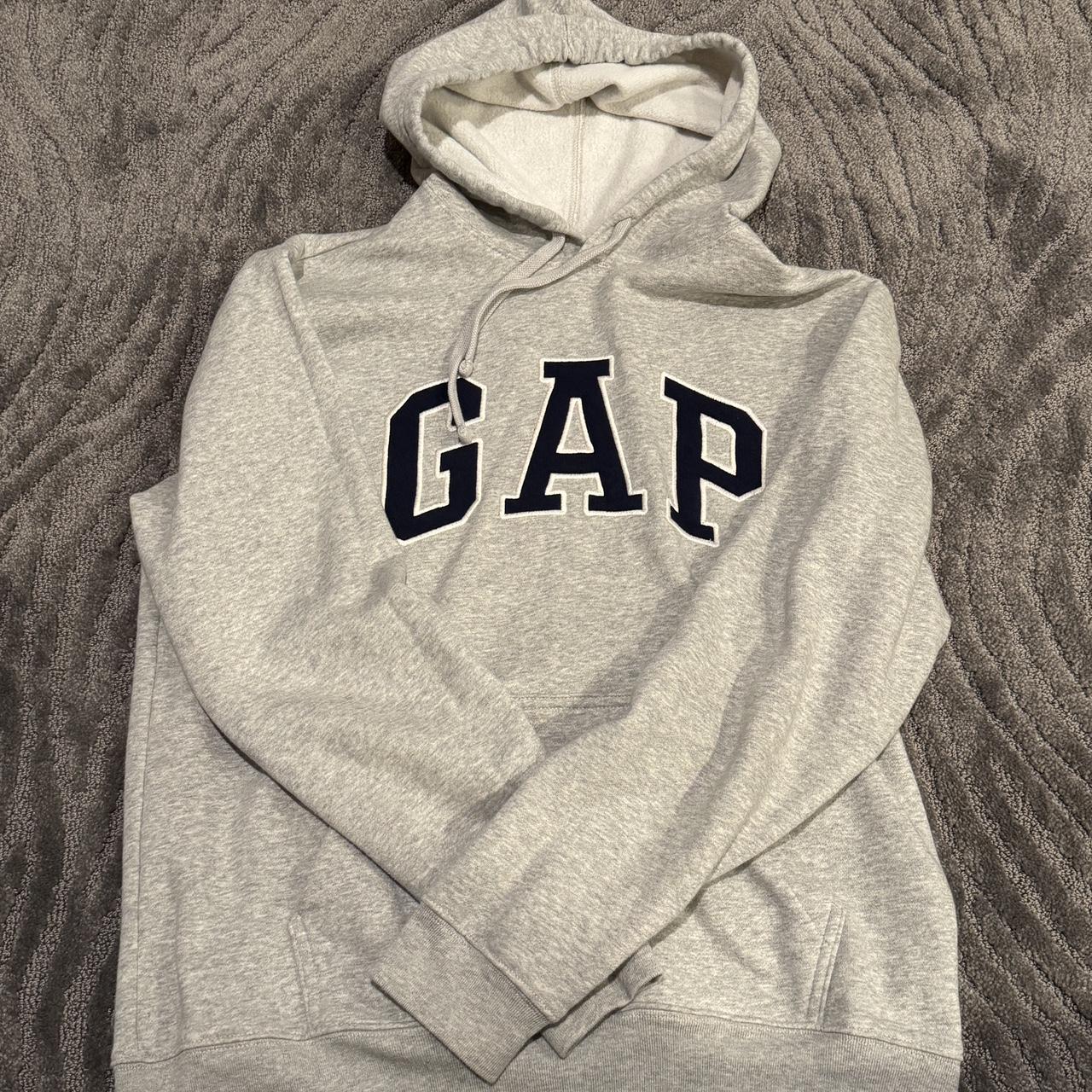 Gap hoodie with navy blue lettering - Depop