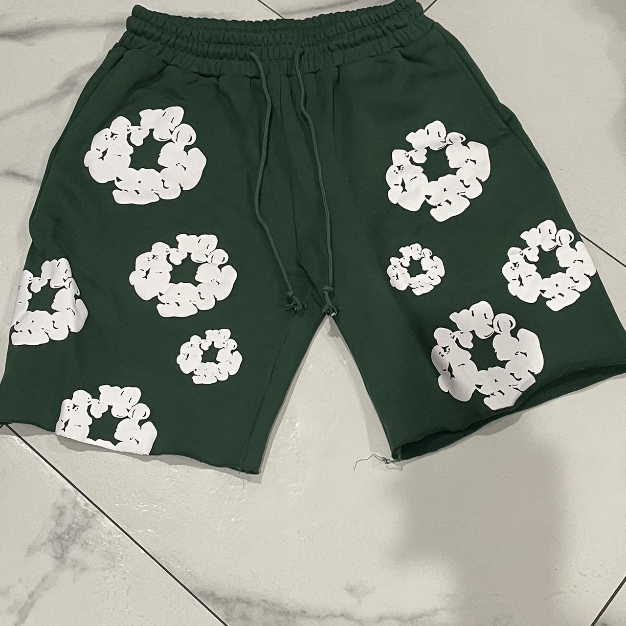 Green and White Denim Tears. Shorts size XL. Brand... - Depop