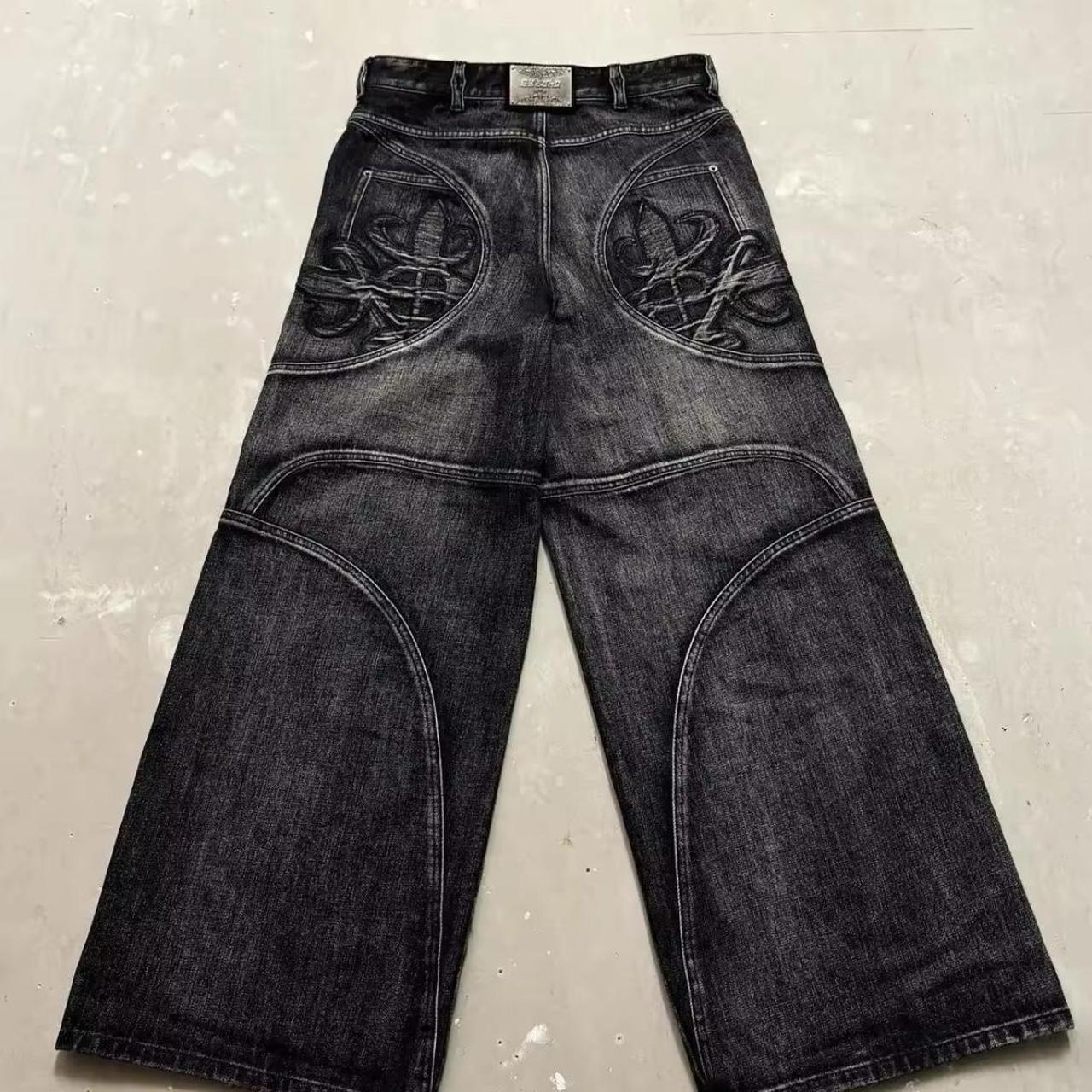 Washed baggy goth pants Waist 84cm(33in) - Depop