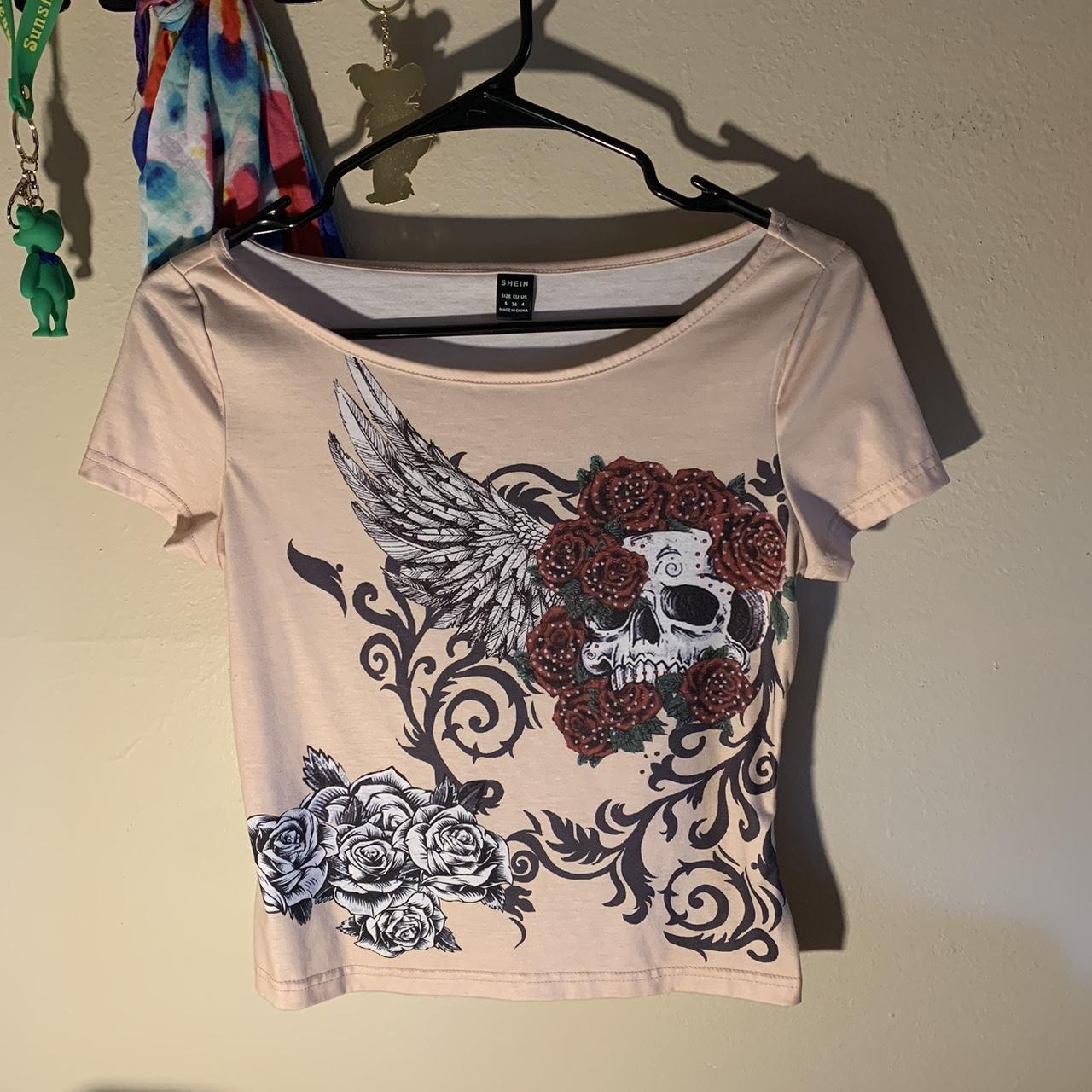 Cute skull/ roses shein shirt. - Depop