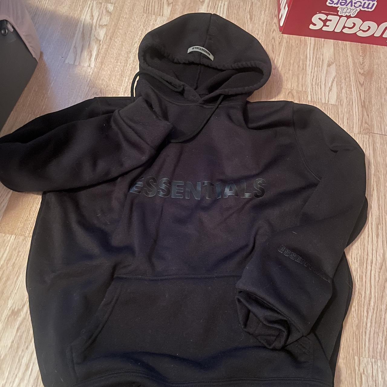 black essential hoodie, medium... - Depop