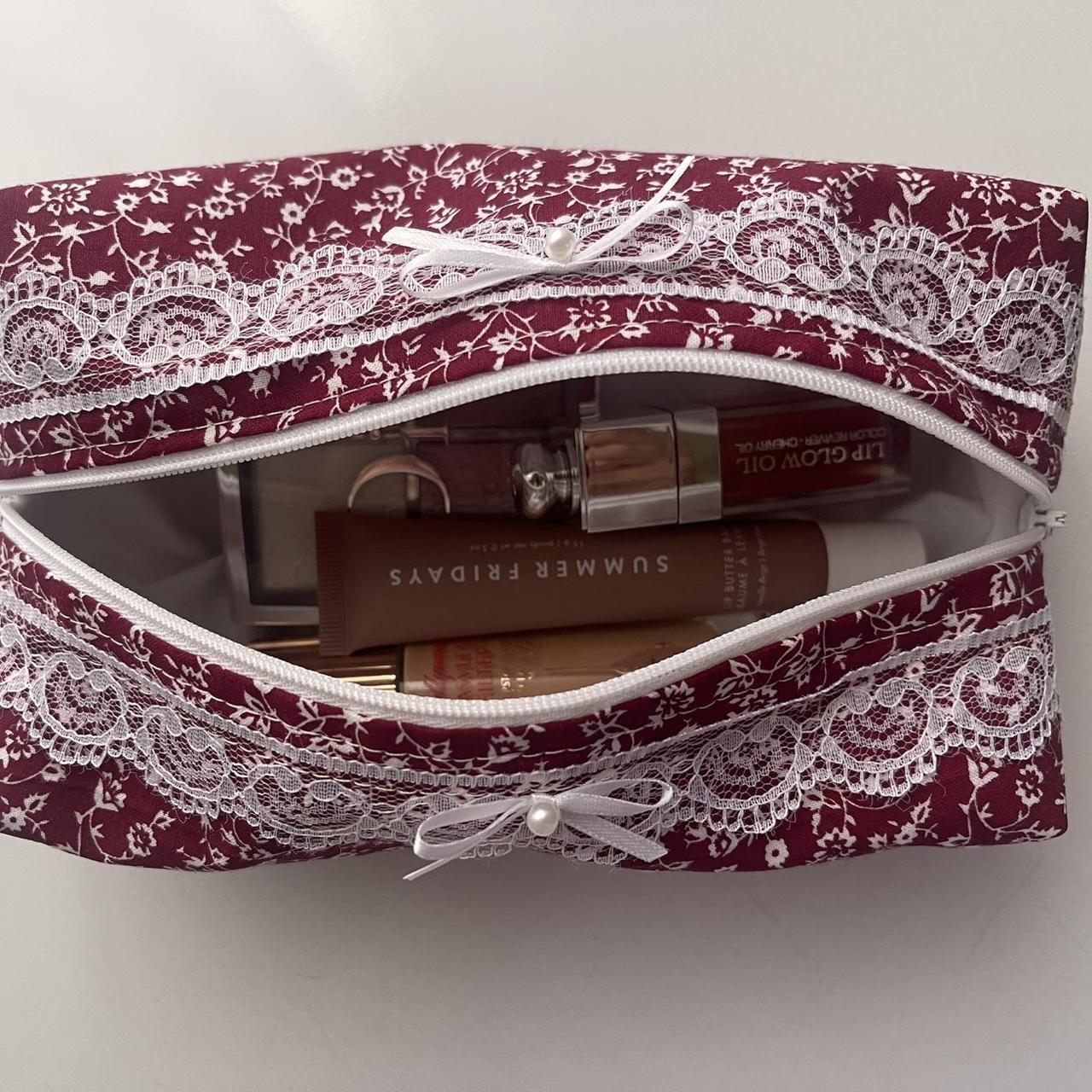 Cute Floral Red Makeup Bag | Handmade Multicolor... | Depop