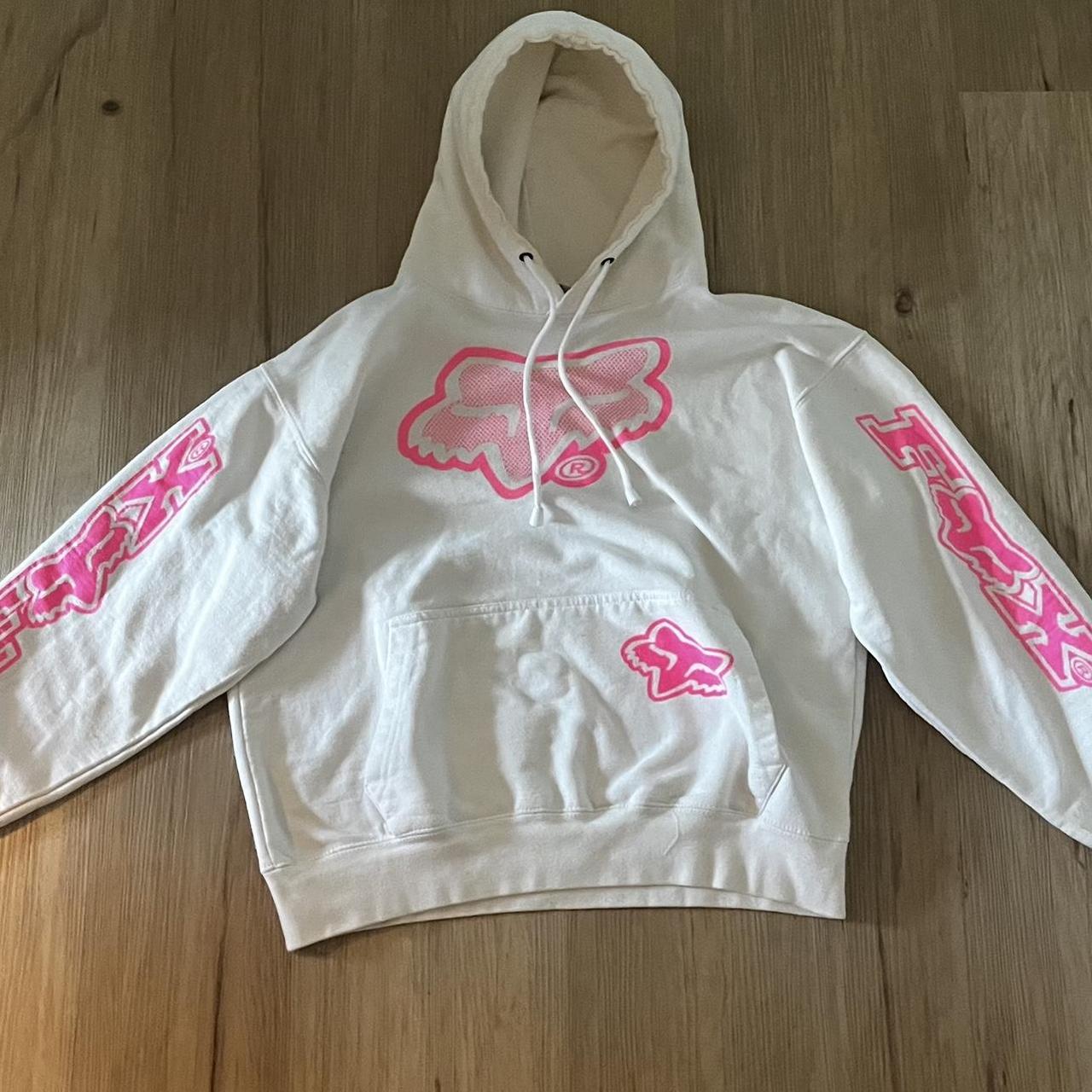 Fox racing hoodie 2000’s with cute pink design, no... - Depop