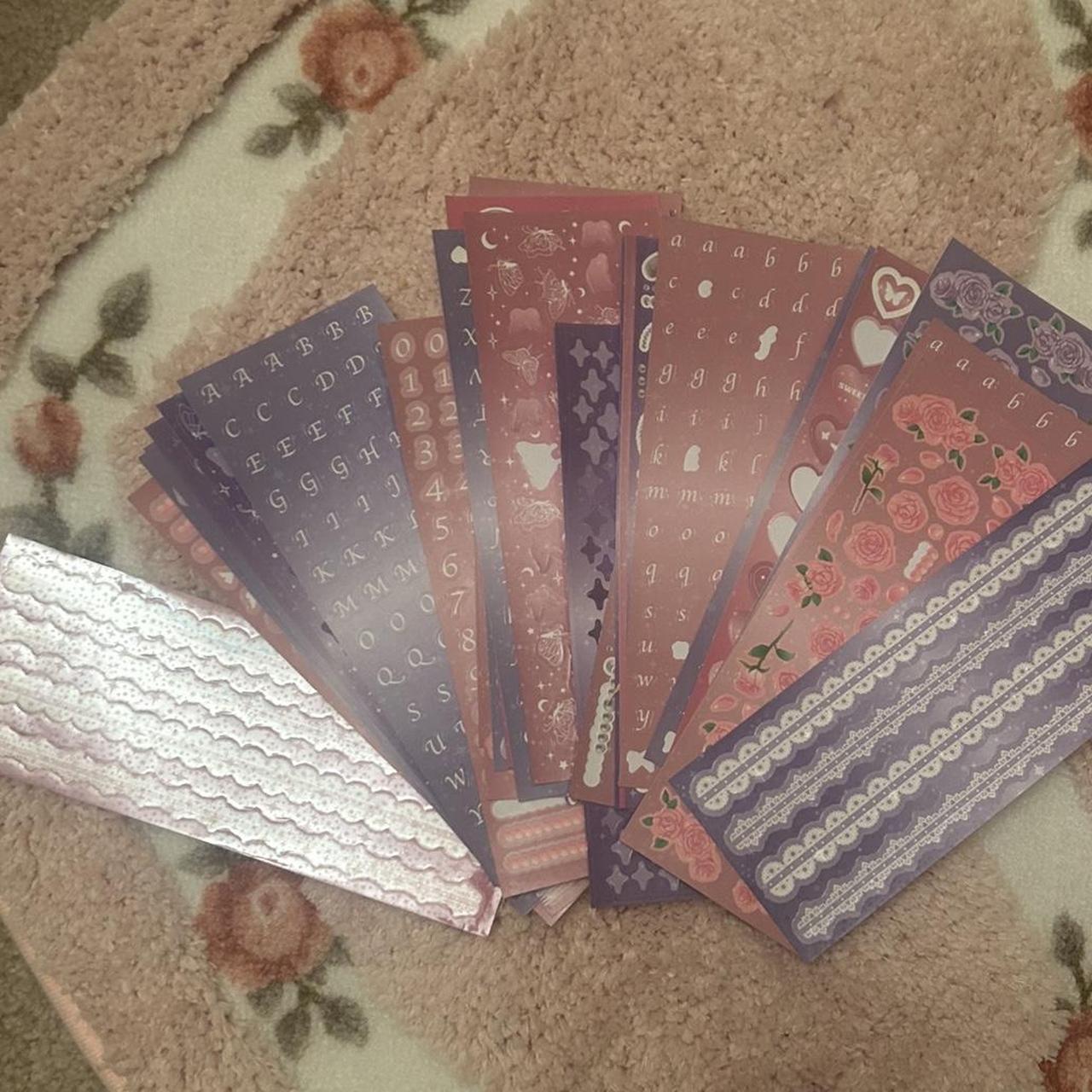 pink n purple stickers lightly used - Depop