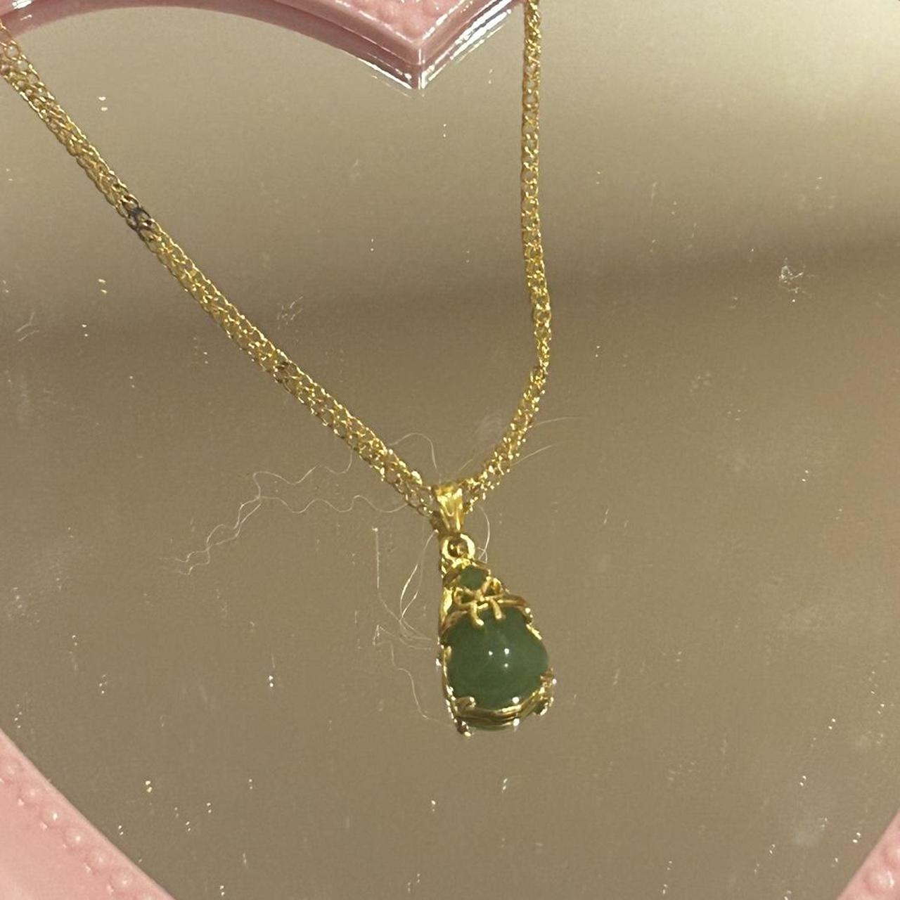 imitation jade asian gold necklace - Depop