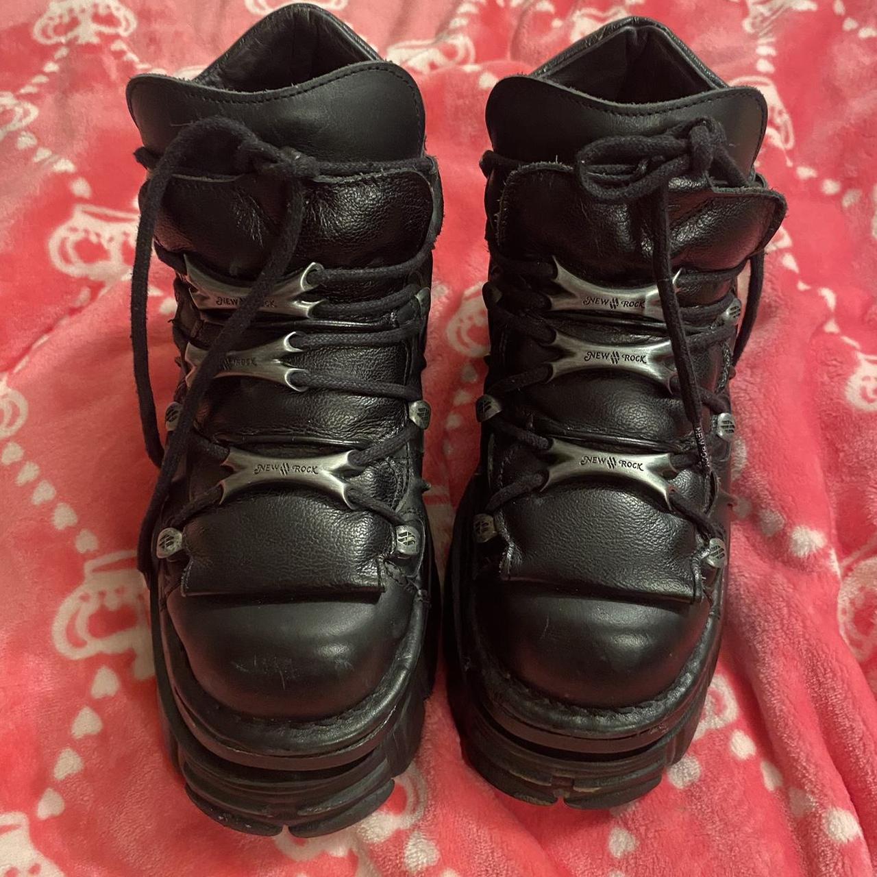 DO NOT BUY. DM BEFORE BUYING. black new rock boots... - Depop