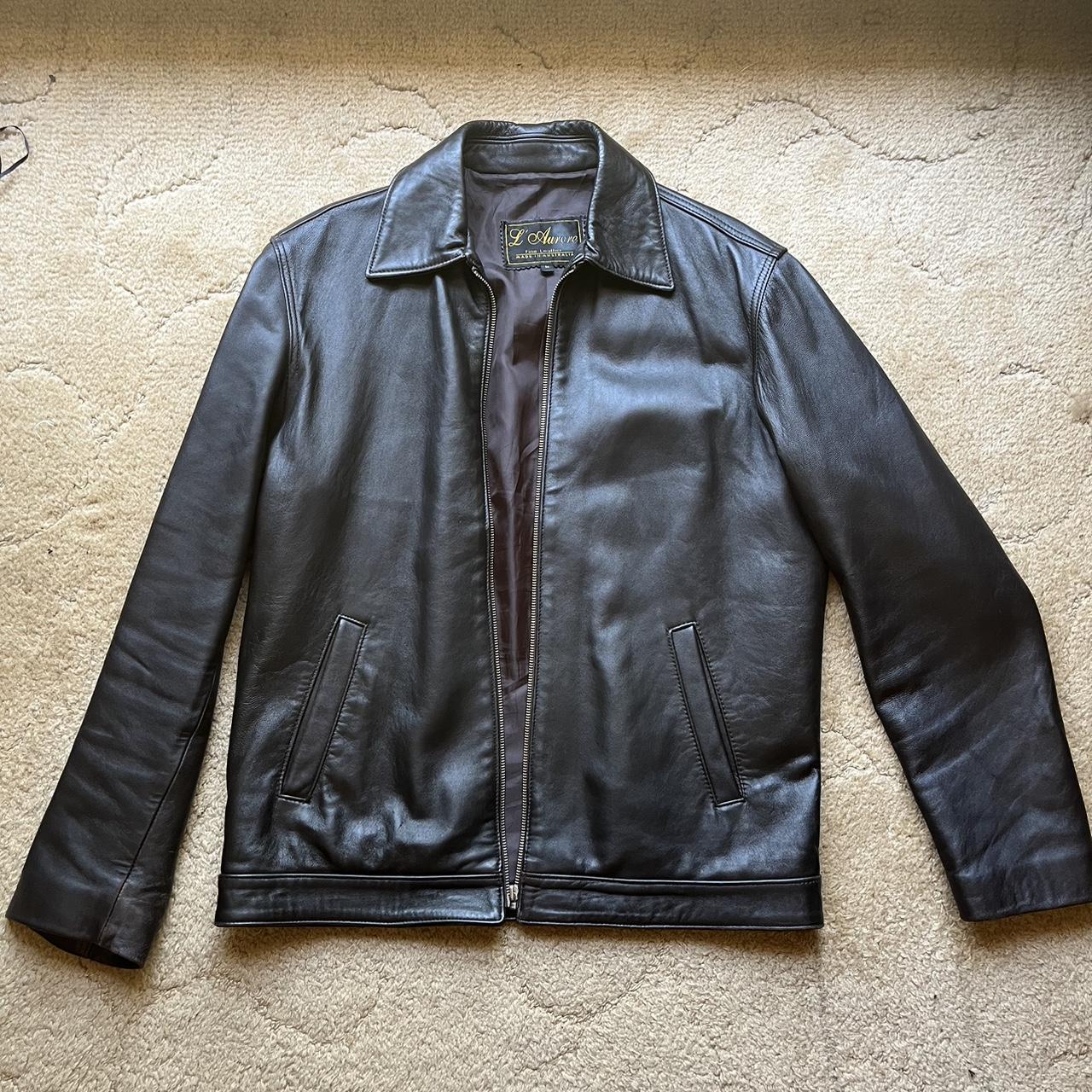Made in Australia leather jacket size women’s M in... - Depop