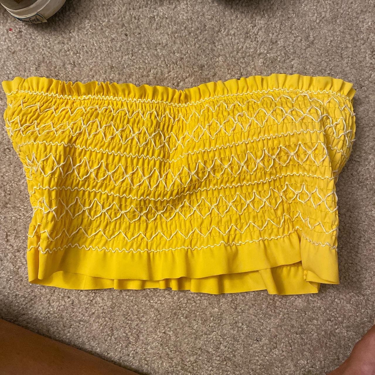 Xhilarstion small yellow tube top with built in bra - Depop