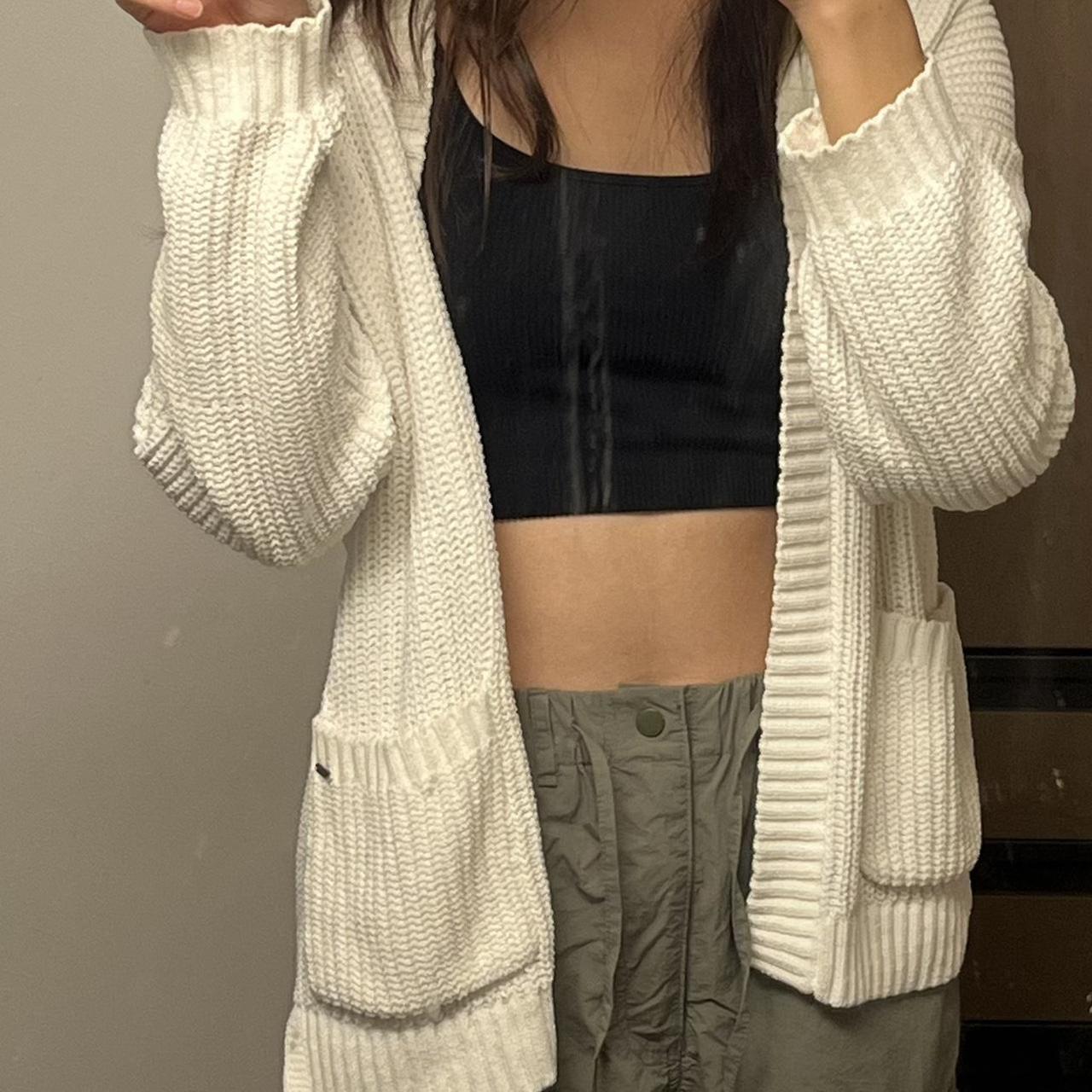 White ripped cardigan - Depop