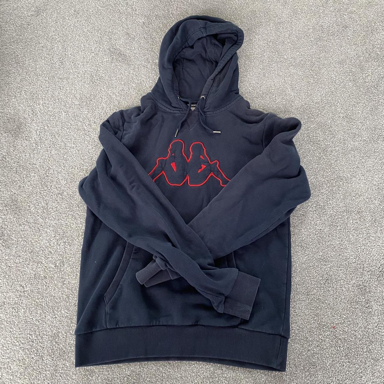 Navy blue with red logo Kappa Hoodie Worn but in... - Depop
