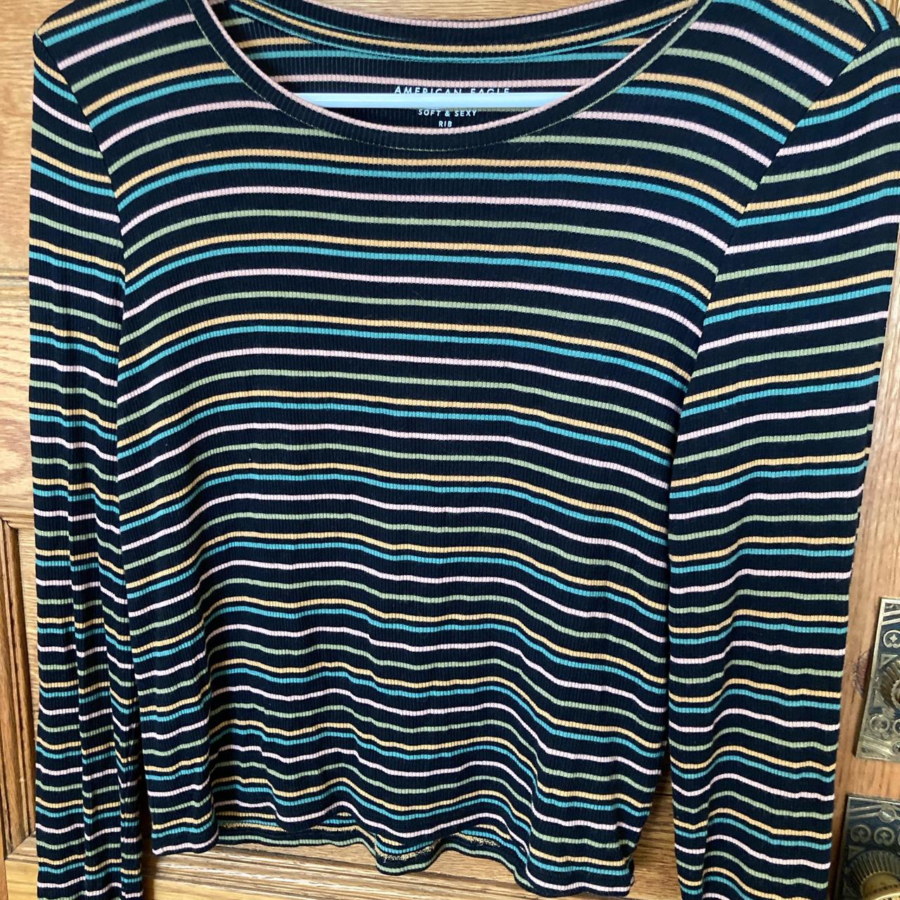 American Eagle Soft And Sexy Cropped Long Sleeve Tee Depop