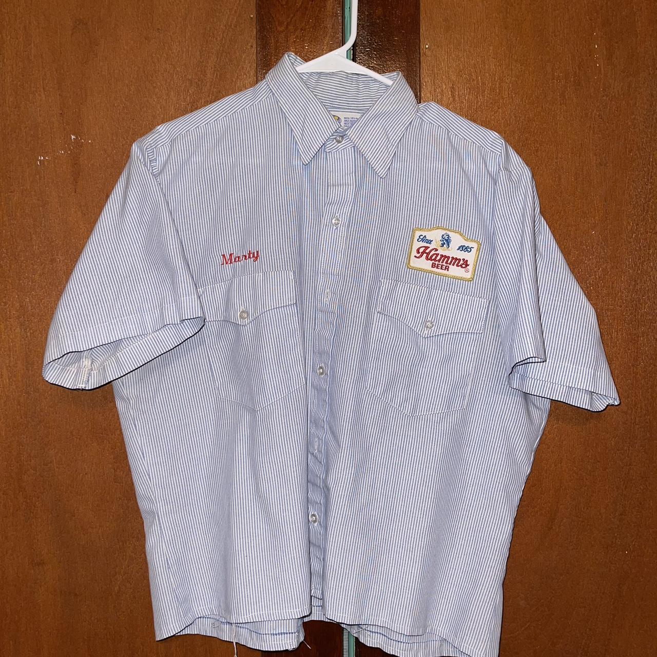 Cropped Hamm’s Beer Workwear button down #vintage... - Depop