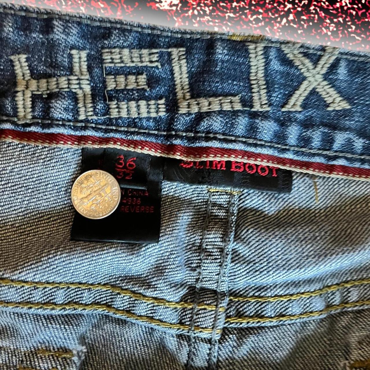 Helix, flared baggy, light blue denim jeans... - Depop