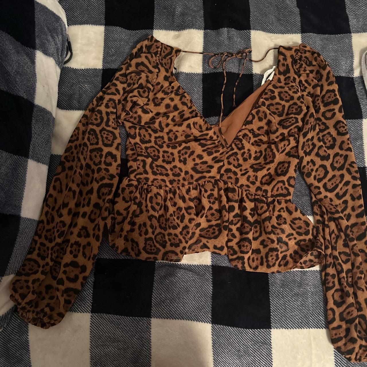 Long cheetah print crop top - Depop