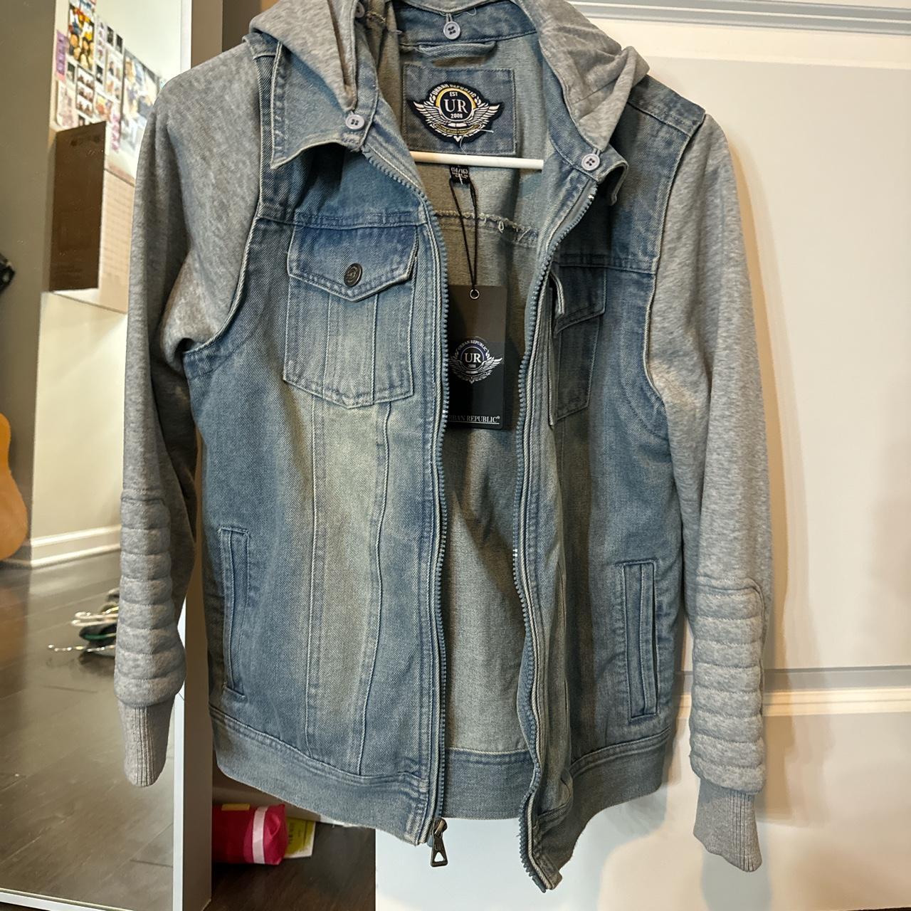 urban republic jean jacket hoodie - Depop