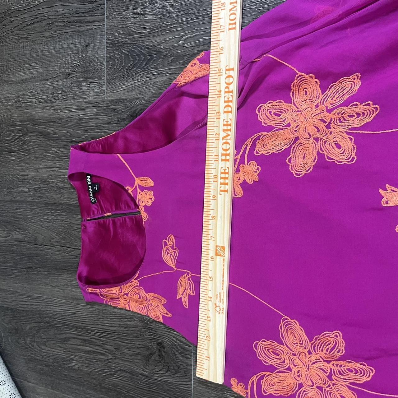 Gianni Bini purple and orange floral print dress - Depop