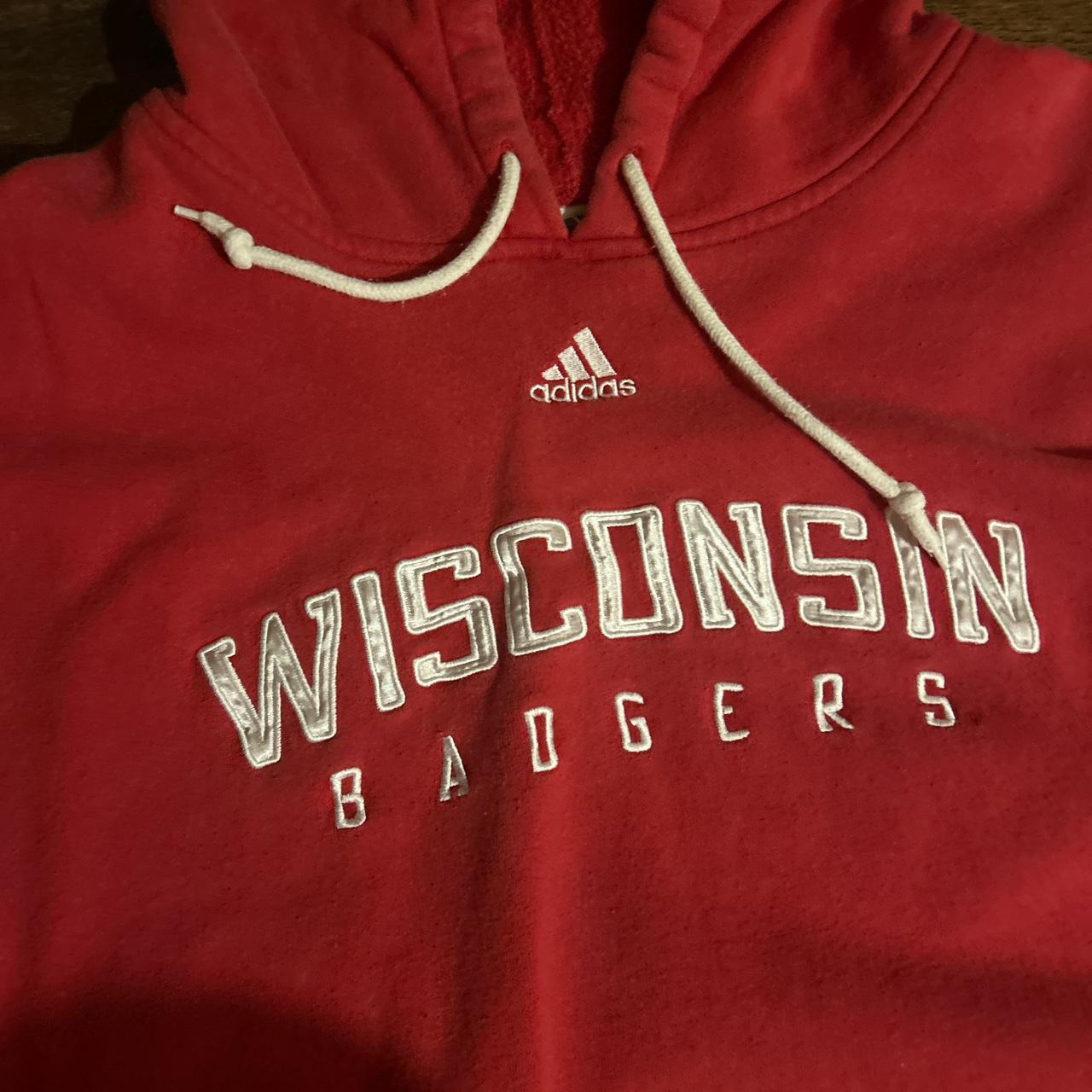 Vintage 00s Addias Wisconsin hoodie Size large - Depop