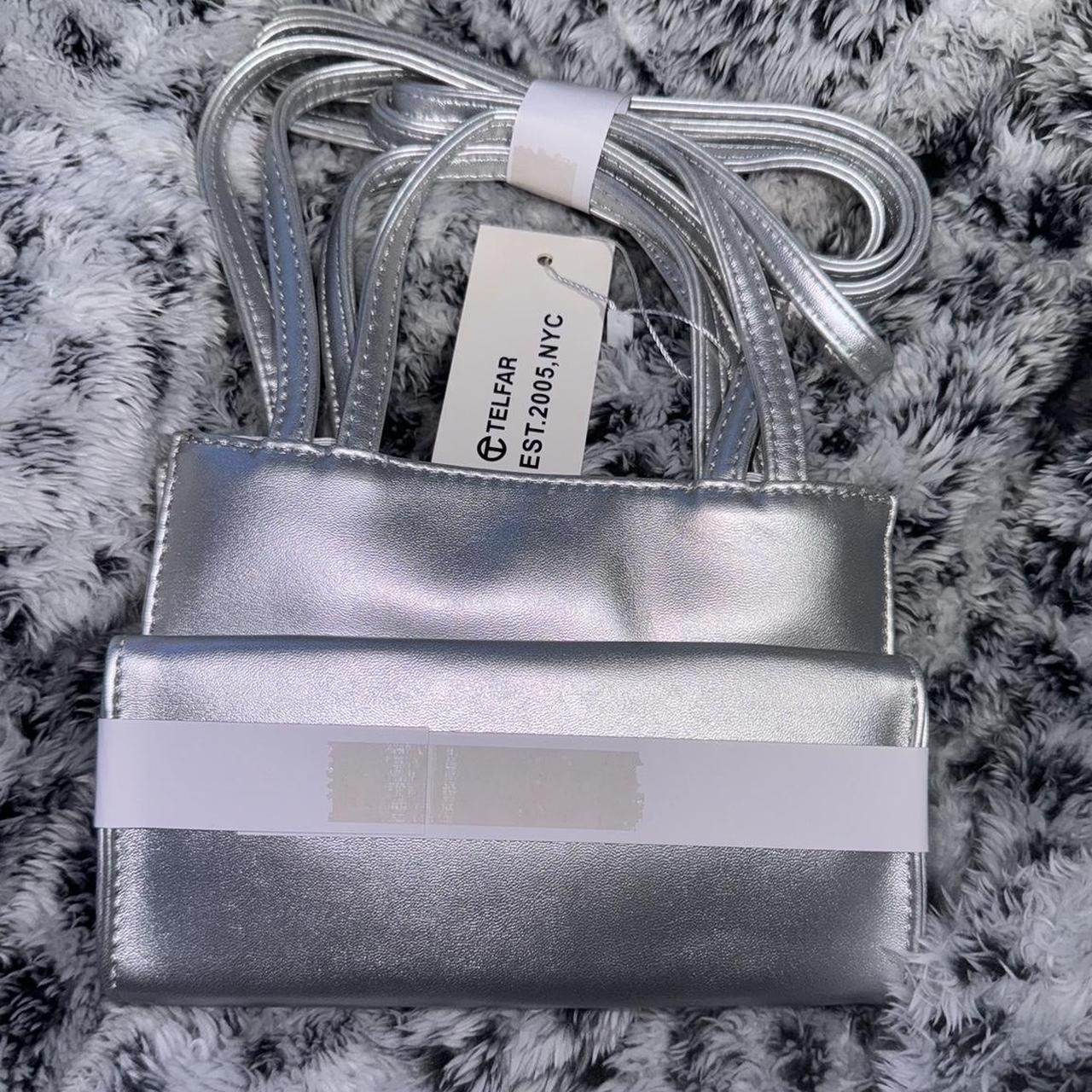 Telfar silver small shopping bag with tag... - Depop