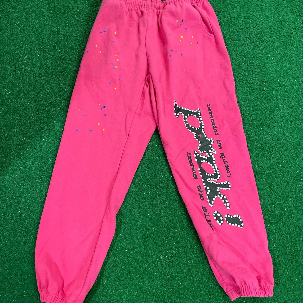 Full set PINK SPIDER HOODIE AND PANTS - Depop
