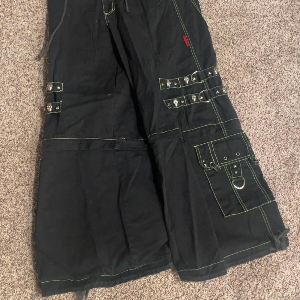 Black and green gothic cargo with studs and chains - Depop