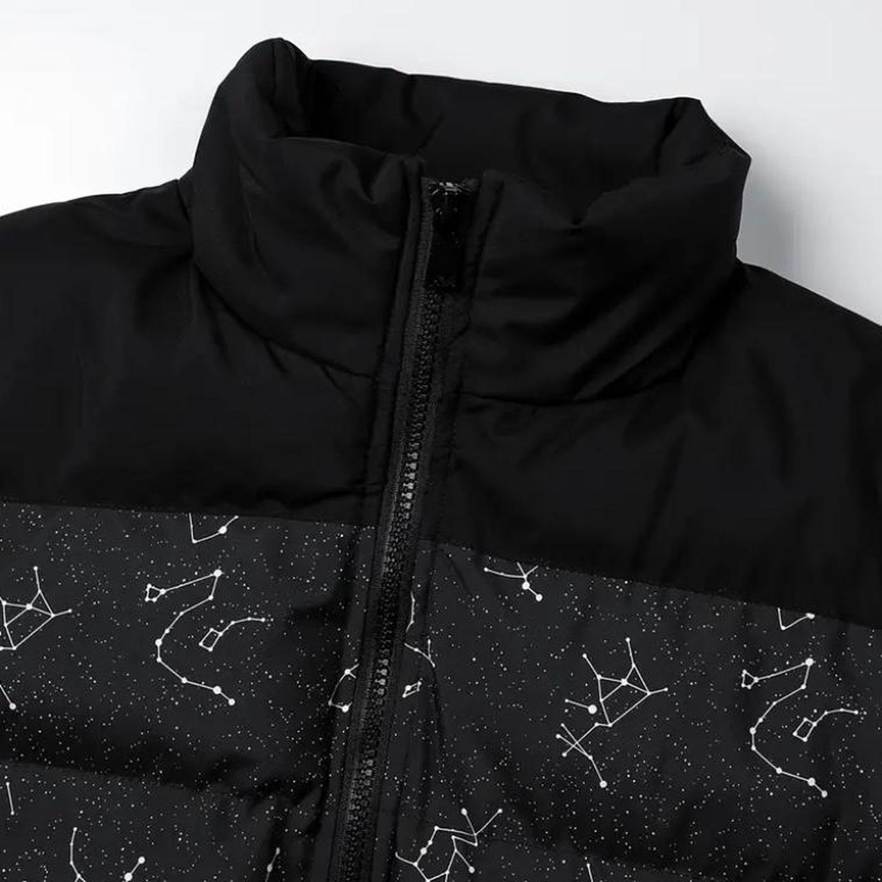 Men's Stylish Geometric Pattern Puffer Coat With... - Depop