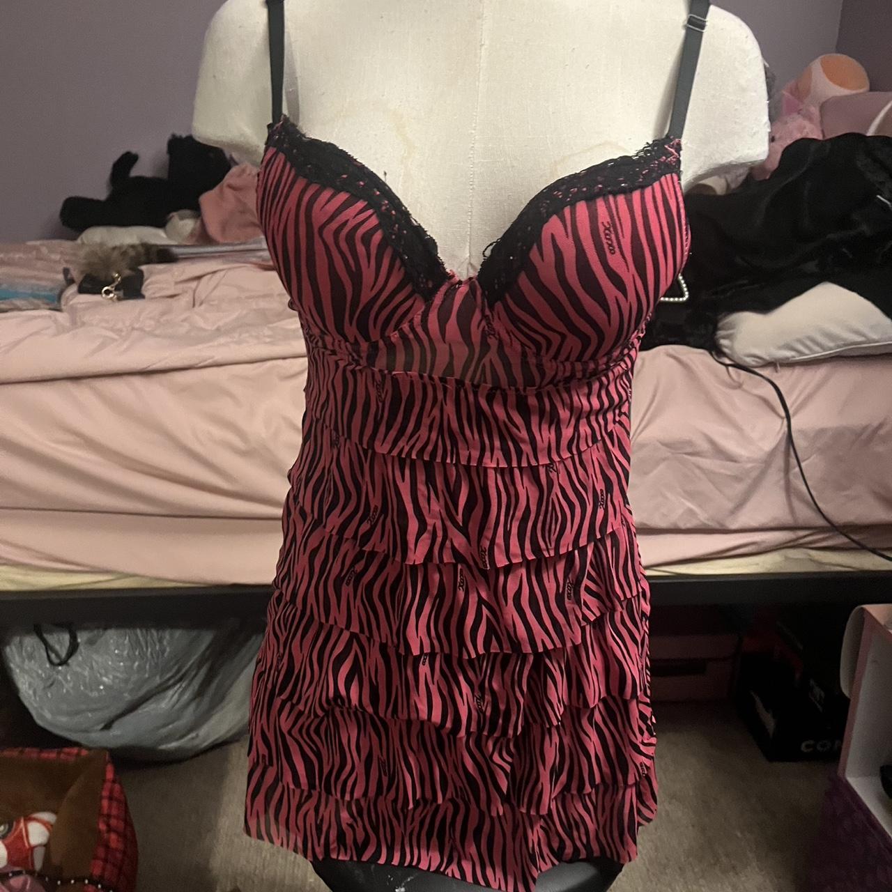 Xoxo lingerie pink and black zebra print yk2 early... | Depop