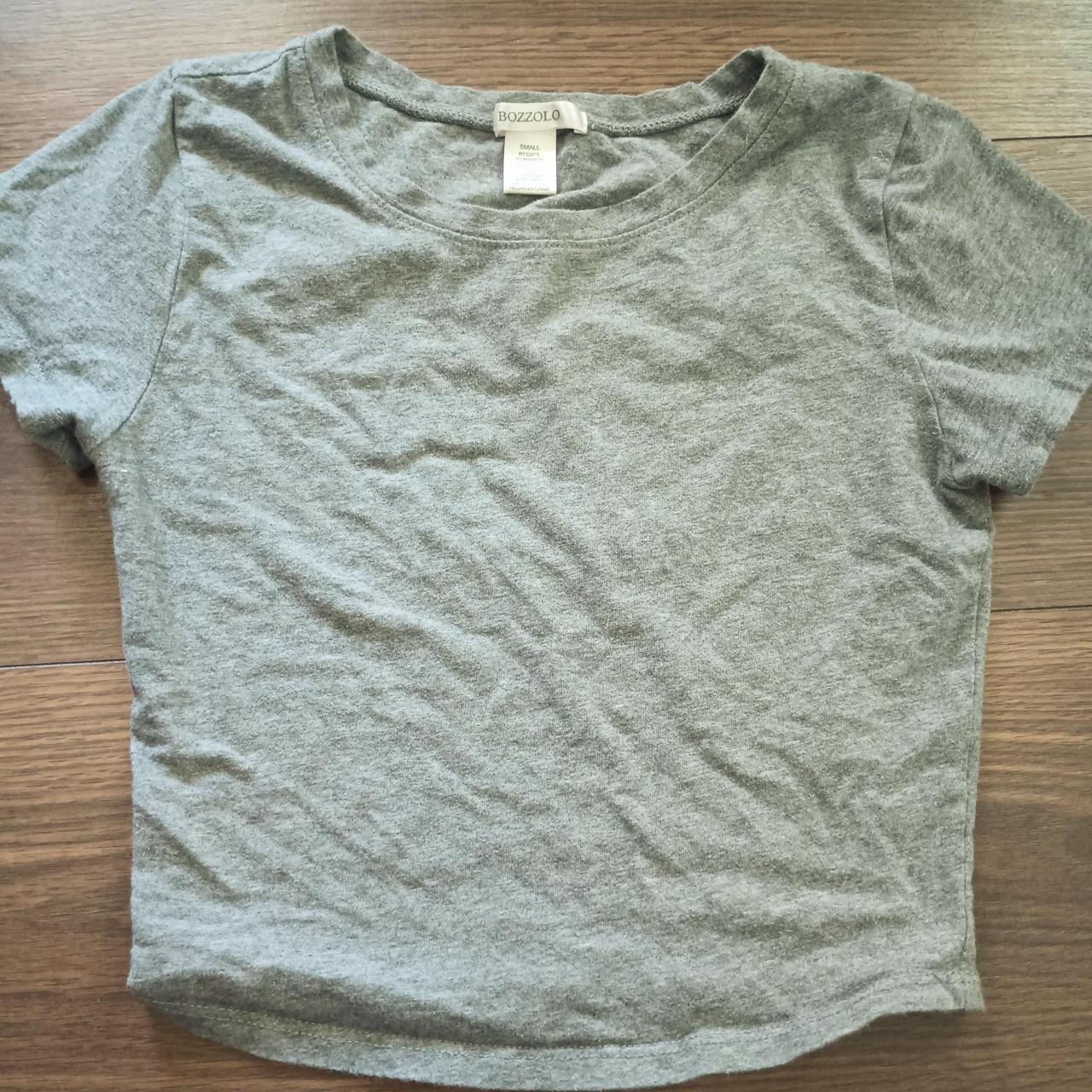 Grey Bozzolo short sleeve crop top sz small #casualtop | Depop