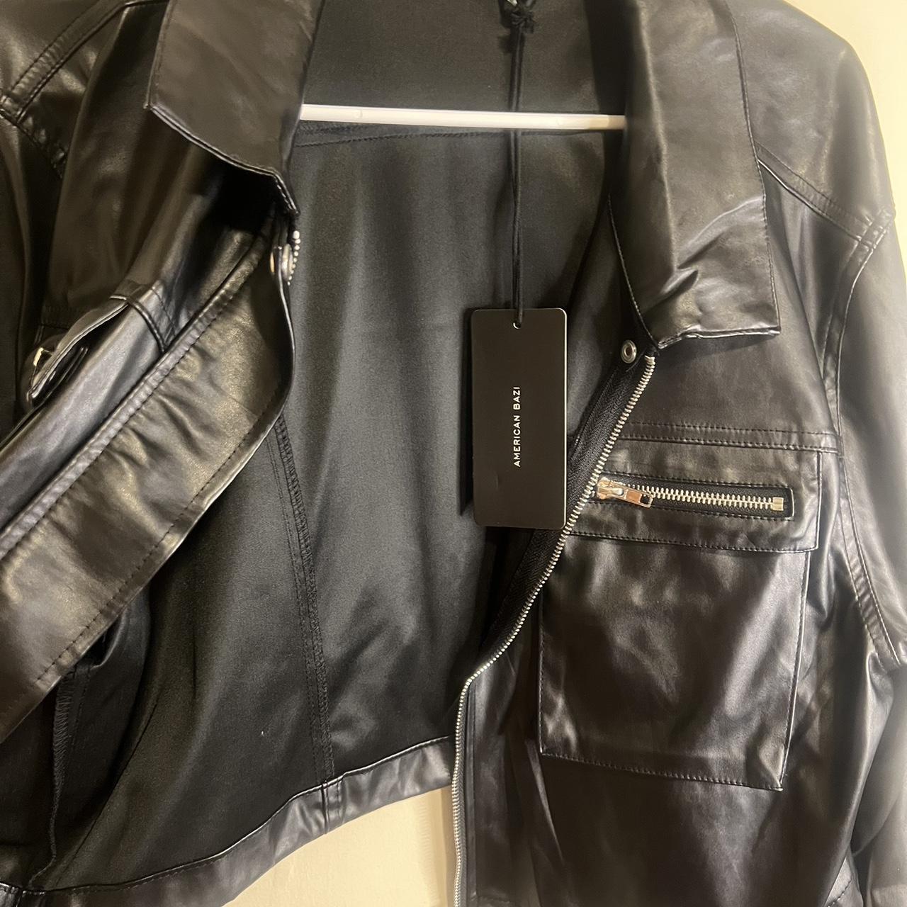 faux Leather cropped jacket worn once tag still on - Depop