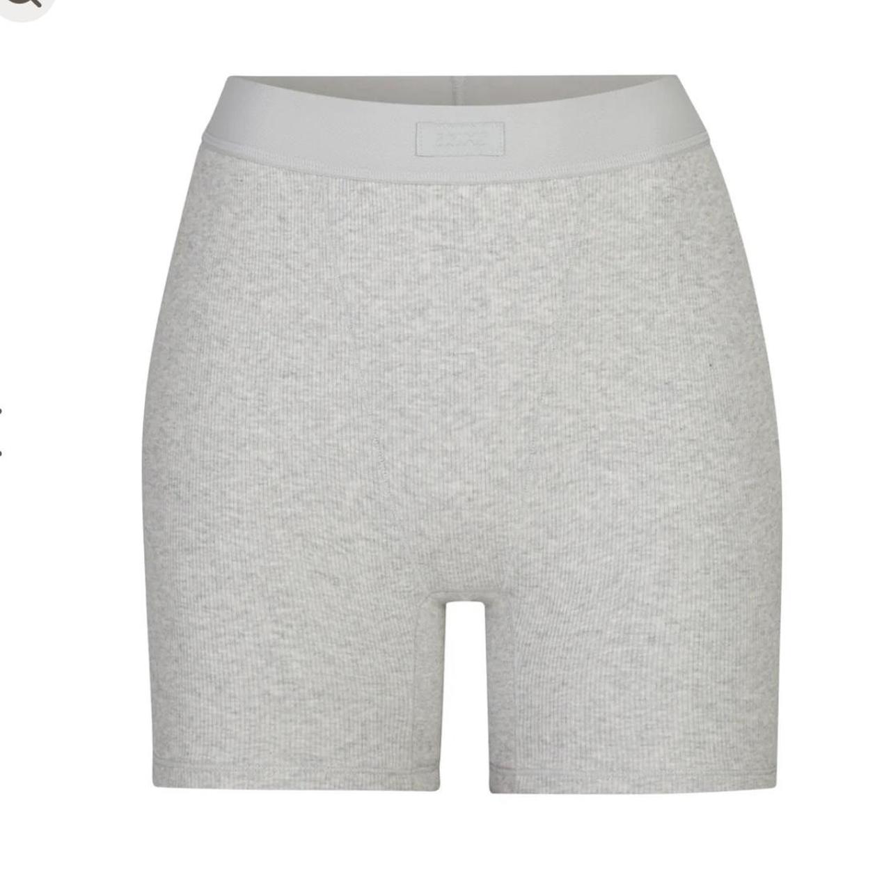 SKIMS COTTON RIB BOXERS - HEATHER GRAY - SIZE MEDIUM... - Depop