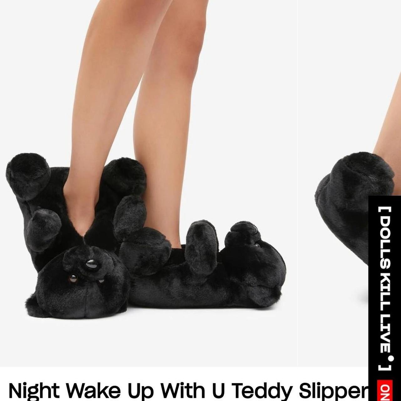 black teddy bear dolls kill slippers size... - Depop