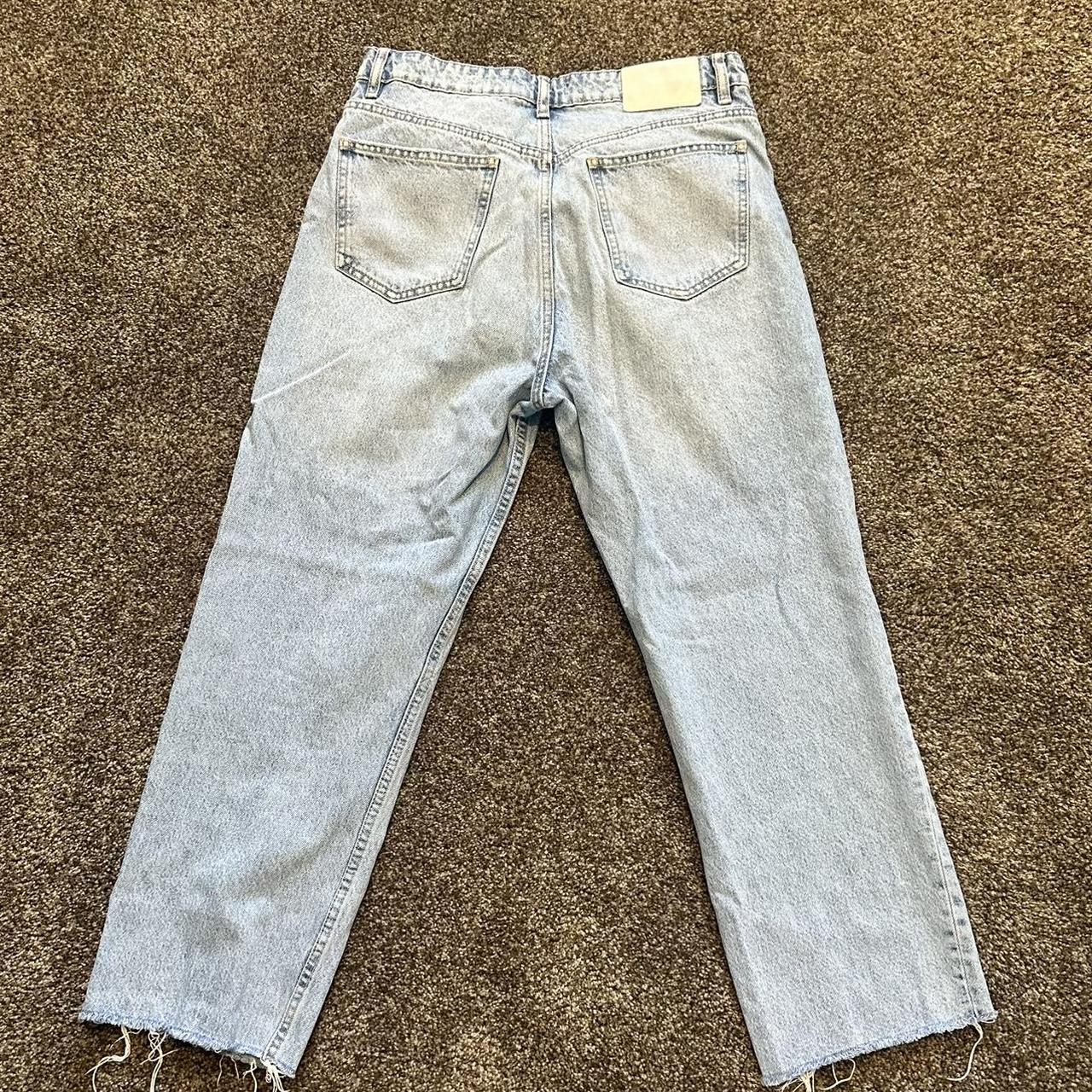 Zara ultra wide legged jeans -size 6 -light wash - Depop