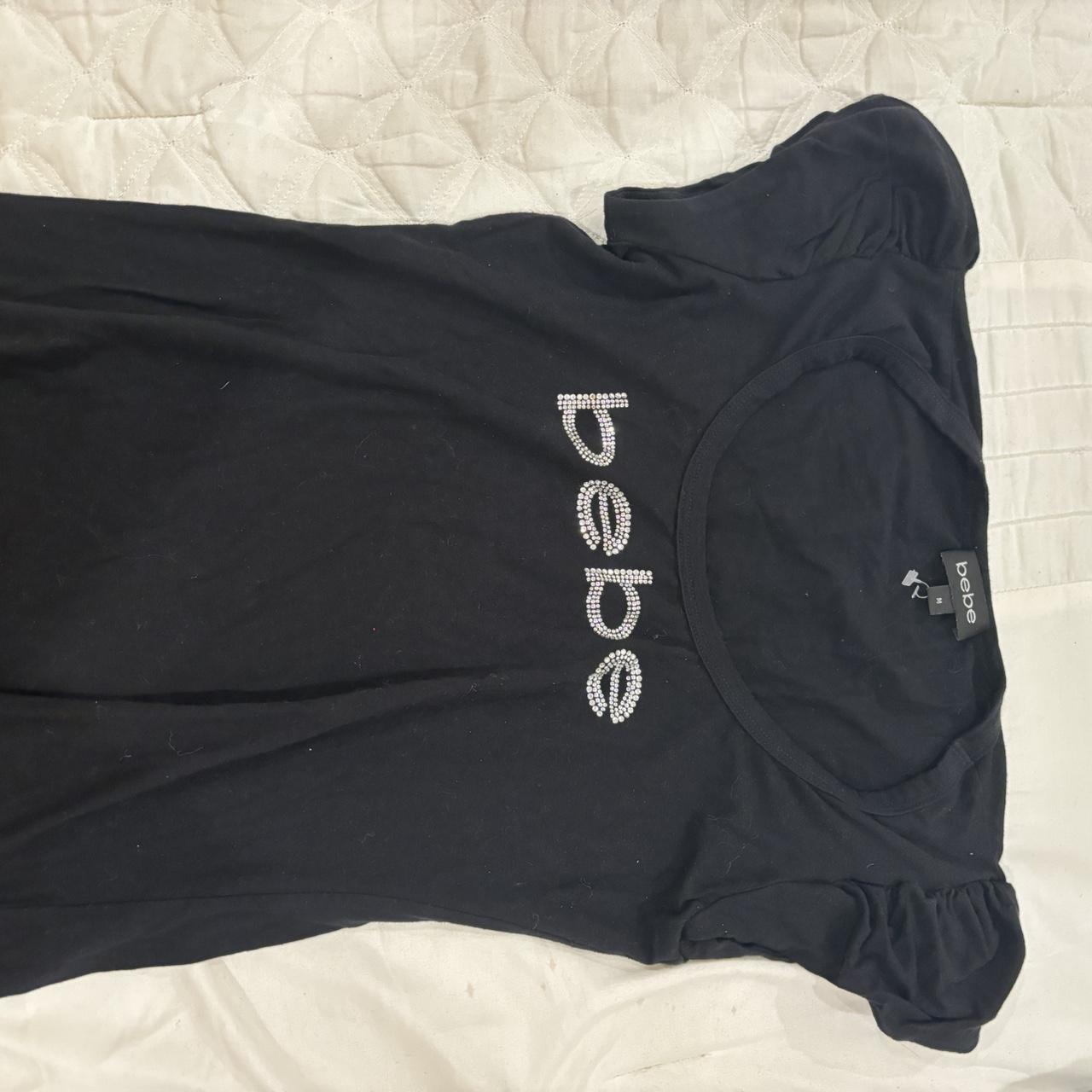 black bebe tee with rhinestones - Depop