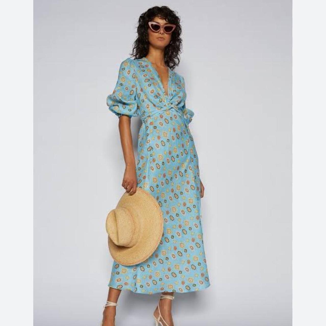 Scanlan Theodore linen foulard print dress Size 6... - Depop