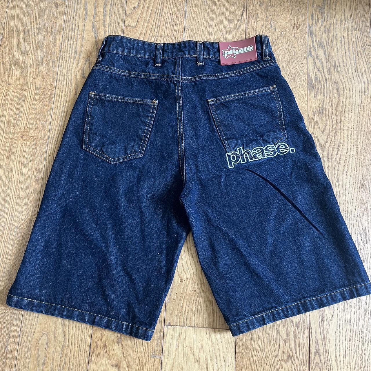 navy blue phase london jorts size small 28/30 waist... - Depop