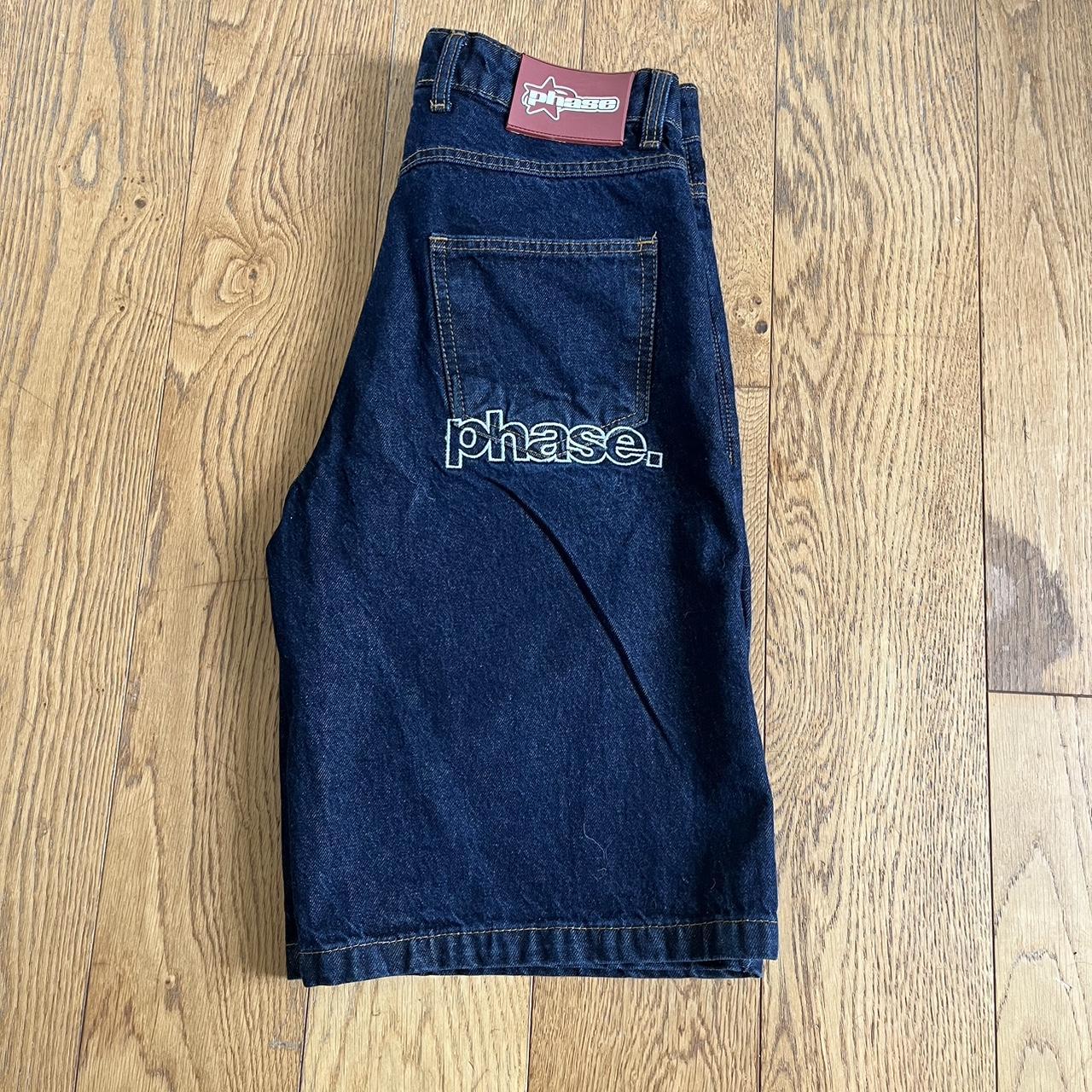 navy blue phase london jorts size small 28/30 waist... - Depop