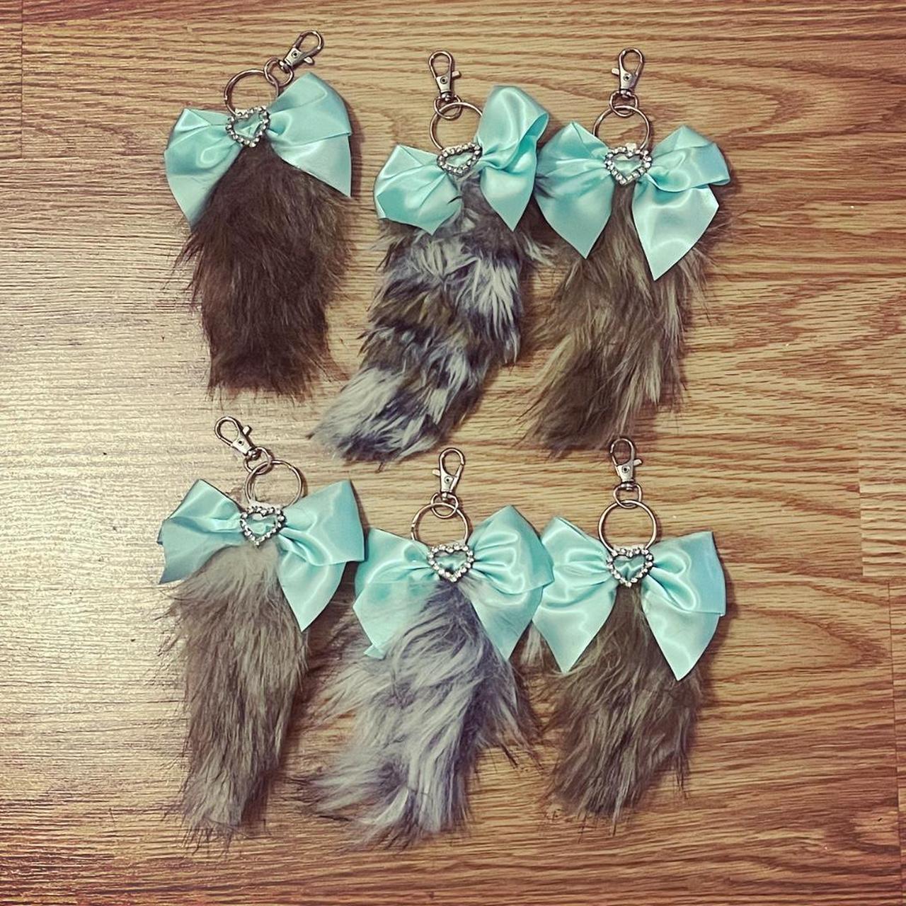PRICE FIRM handmade mini faux fur bow keychains