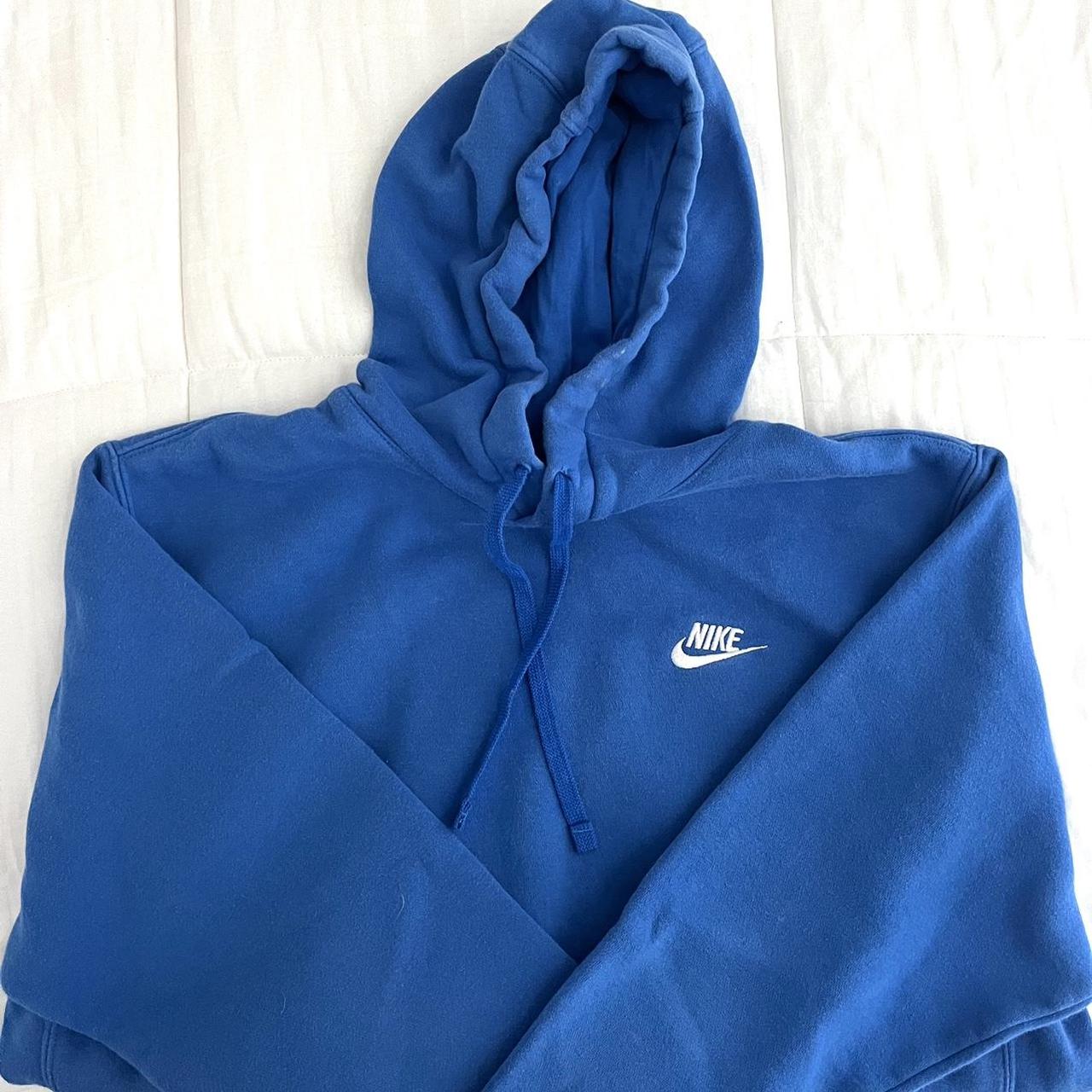 Blue Nike Jacket, Stains on Hood and Small Stain on... - Depop