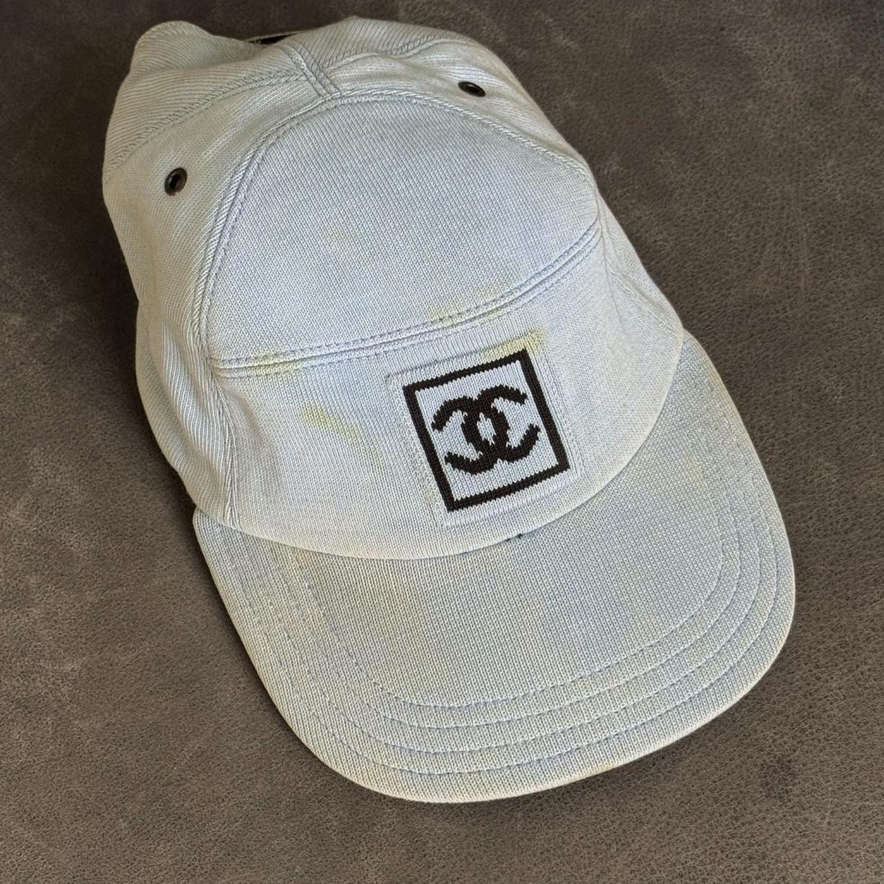 Chanel Sport Vintage Logo Hat in Baby Blue Has... - Depop