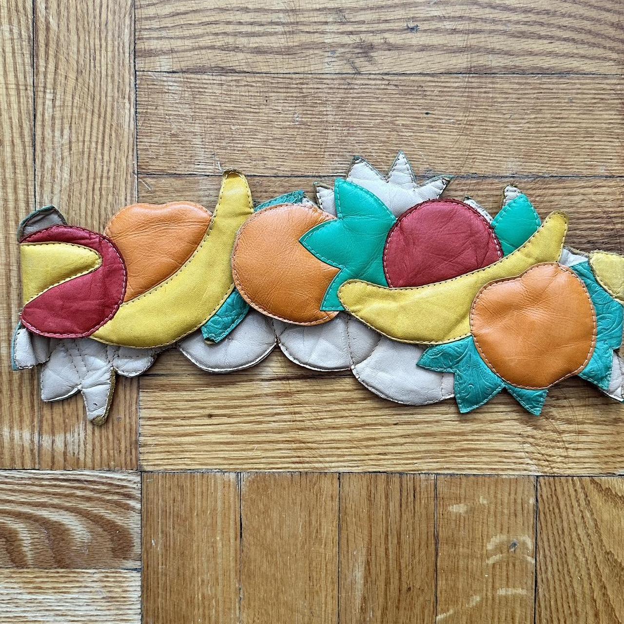 Vintage leather fruit waist belt - SO cute and unique - Depop