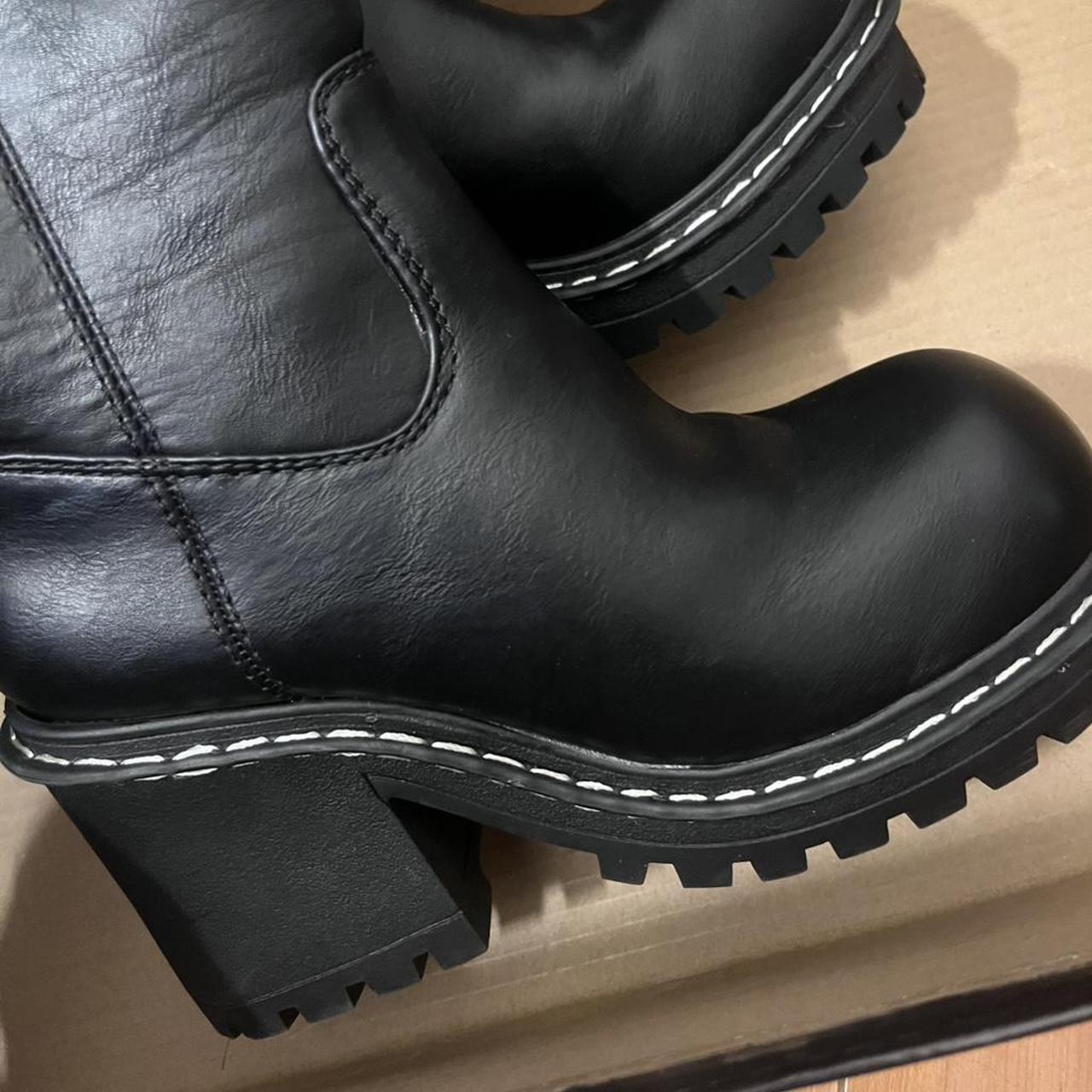Never Worn Black chunky platform boots - grunge... | Depop