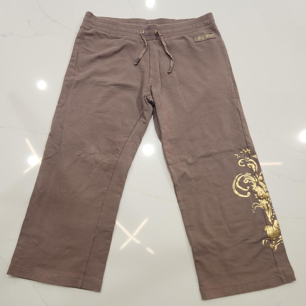BCBG Max Azria Logo Cropped Sweatpants Brown... | Depop