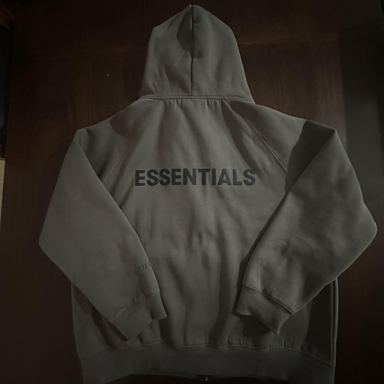 UNISEX essentials zip up -medium, has a cropped boxy... - Depop