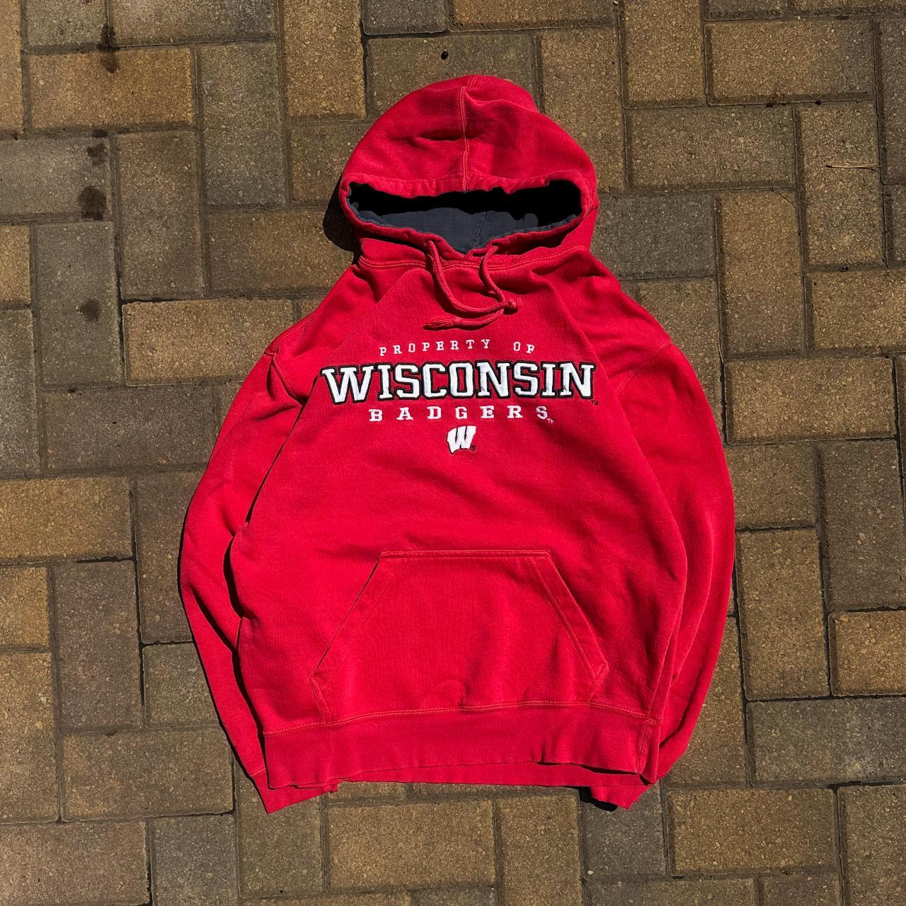 Vintage 90s University Of Wisconsin Hoodie - Depop