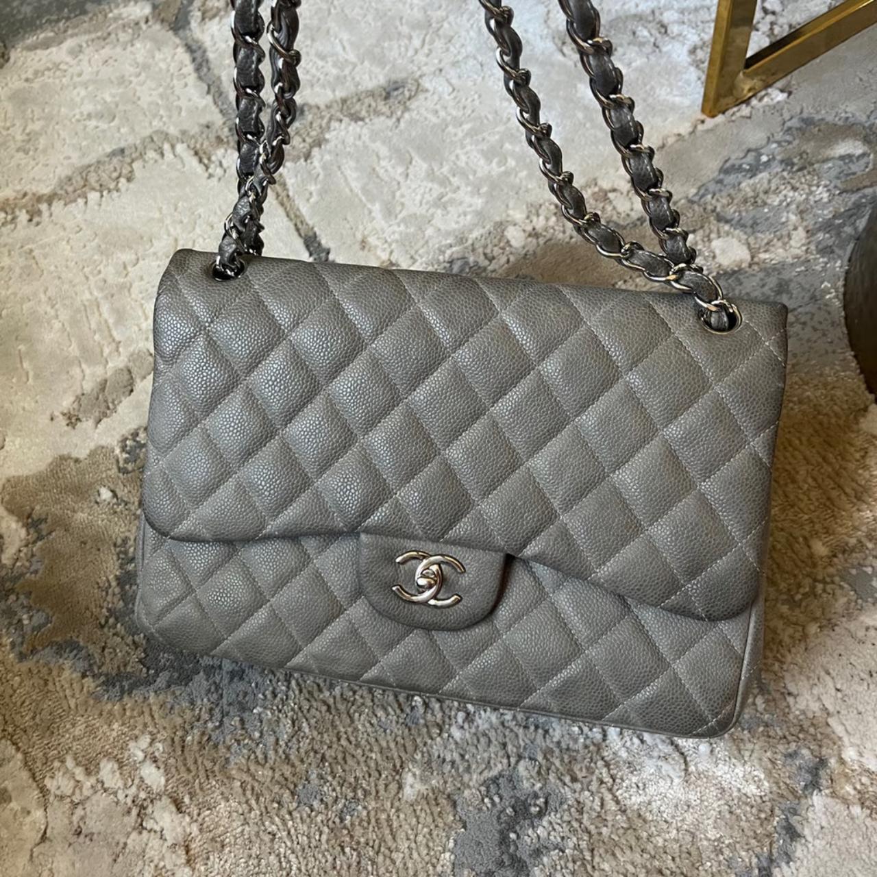 Chanel Jumbo gray Chanel gray jumbo. Discoloration... - Depop