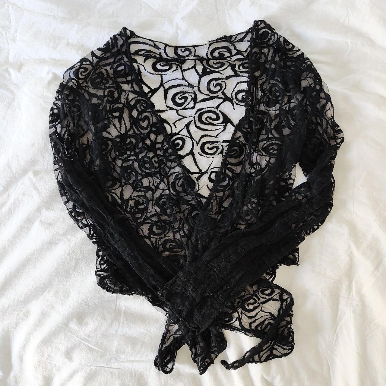 un labaled black lace bolero cardigan throw over top... | Depop