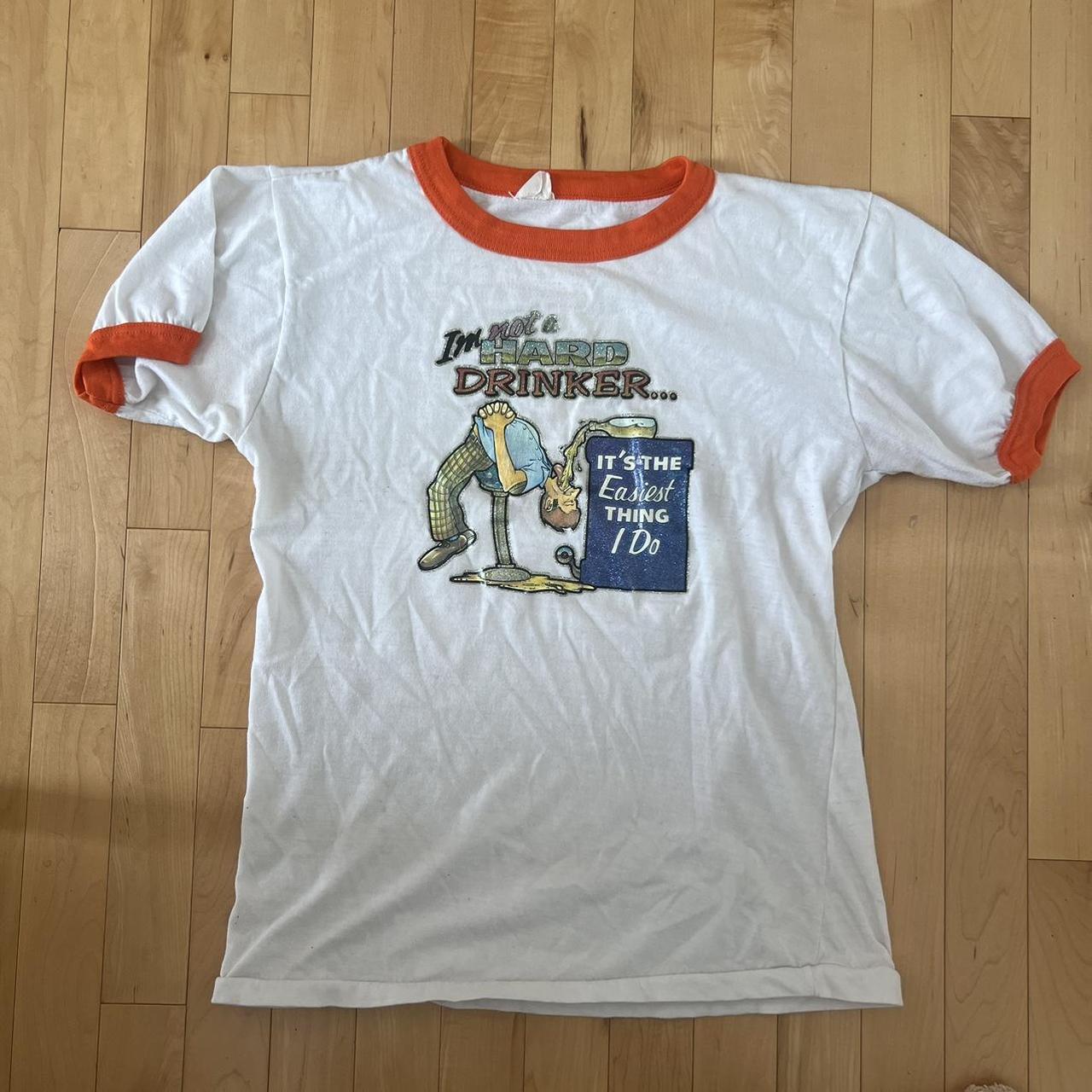 vintage 1970s or 1980s graphic ringer tee - Depop