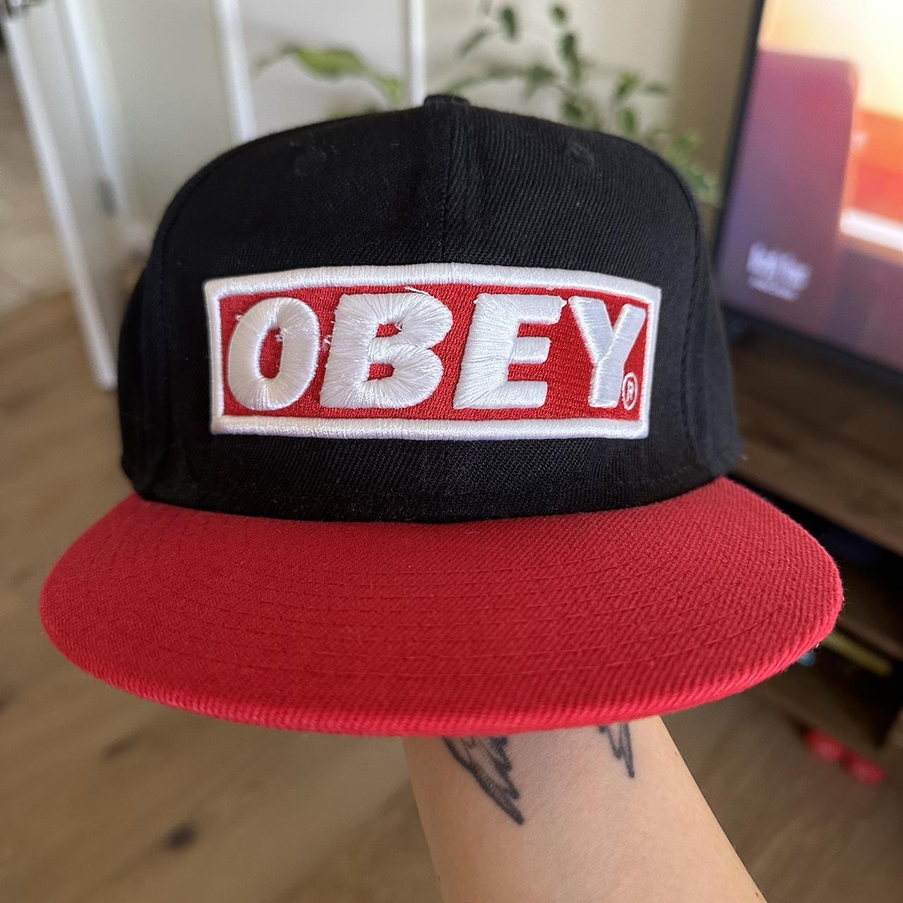 Obey SnapBack. Worn a few times only some stitching... - Depop