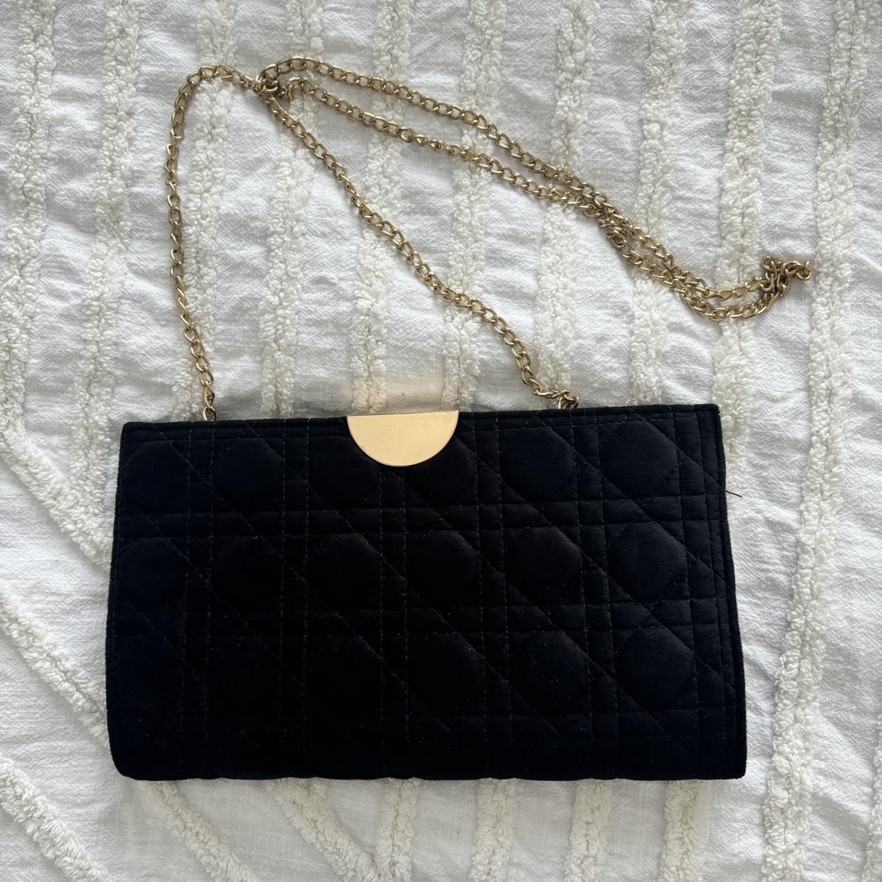 Black velvet clutch from collette Gold is slightly... - Depop