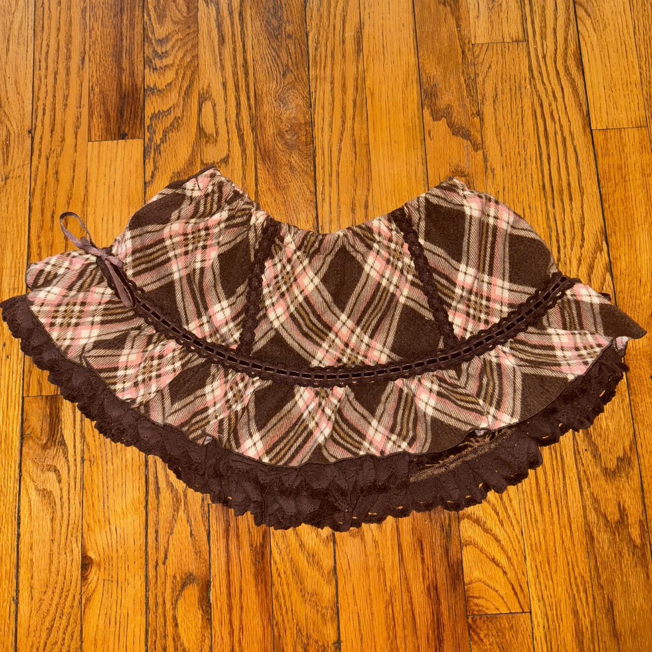 Rare Liz Lisa neapolitan brown & pink plaid mini... | Depop